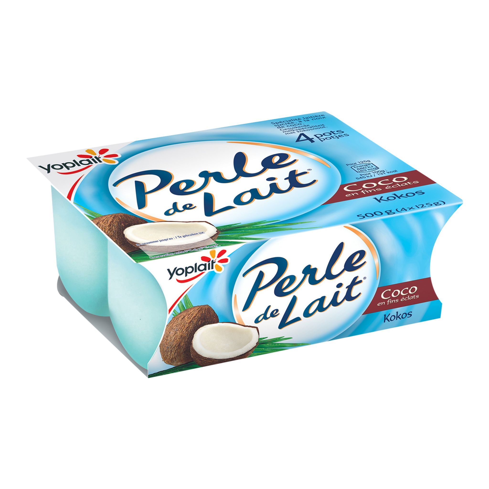 PERLE DE LAIT Yaourt aromatisé à la coco 4x125g pas cher - Auchan.fr