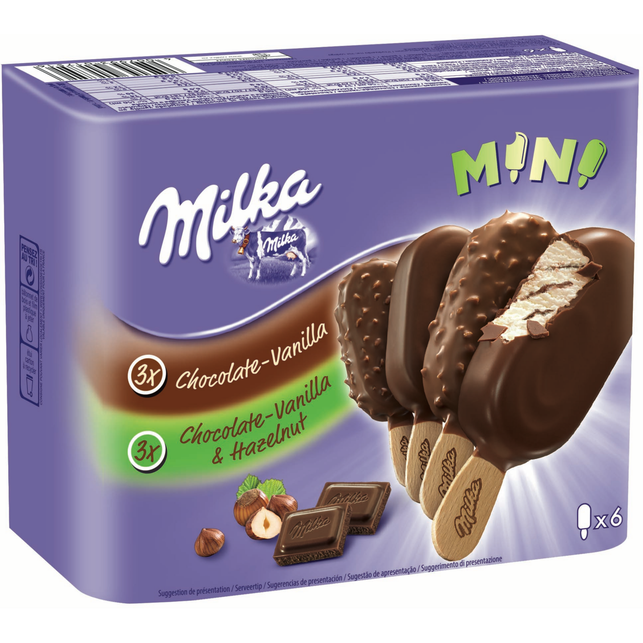 MILKA Milka Mini batônnet chocolat-vanille et chocolat-vanille-noisette ...