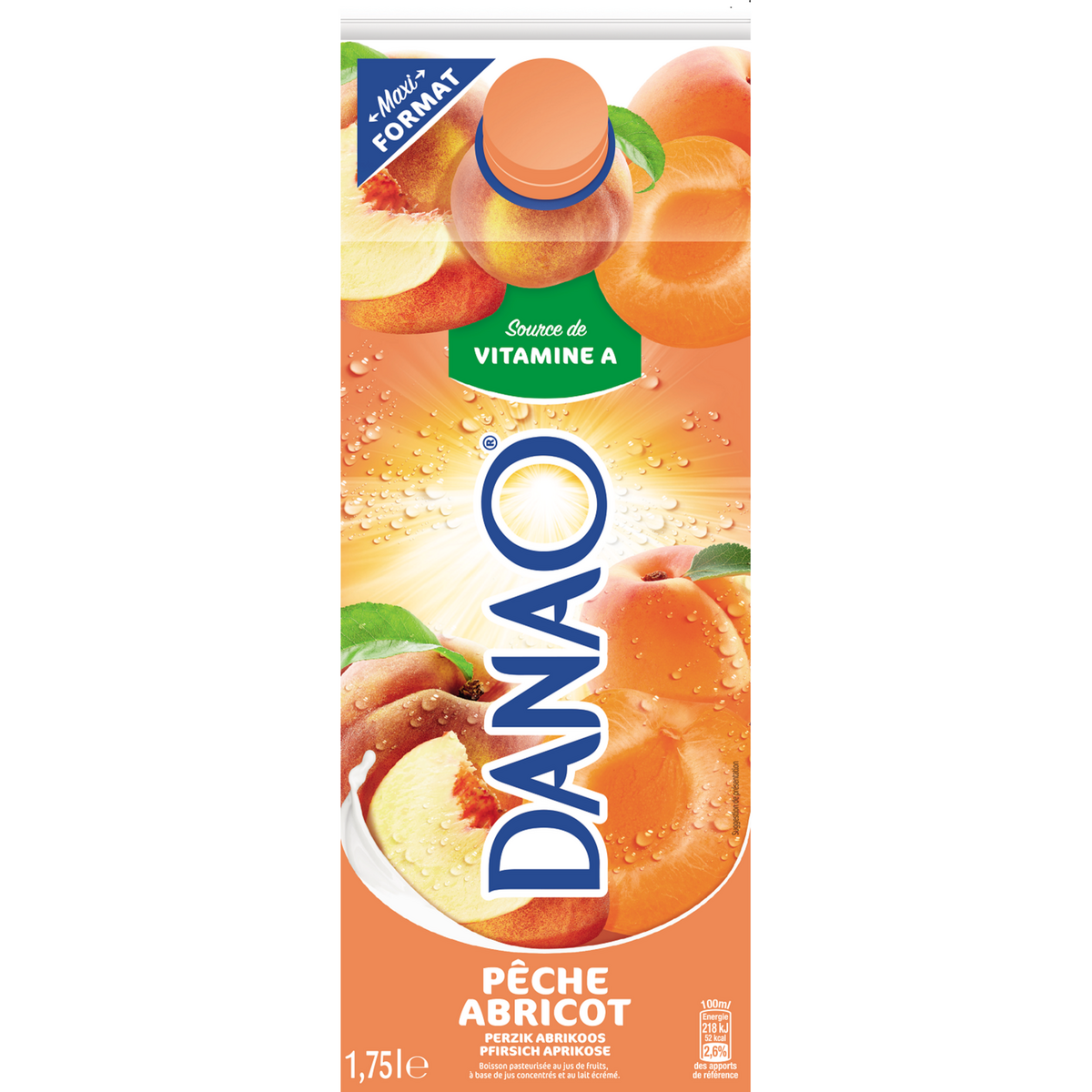 DANAO Danao boisson lactée pêche abricot 1,75l pas cher - Auchan.fr