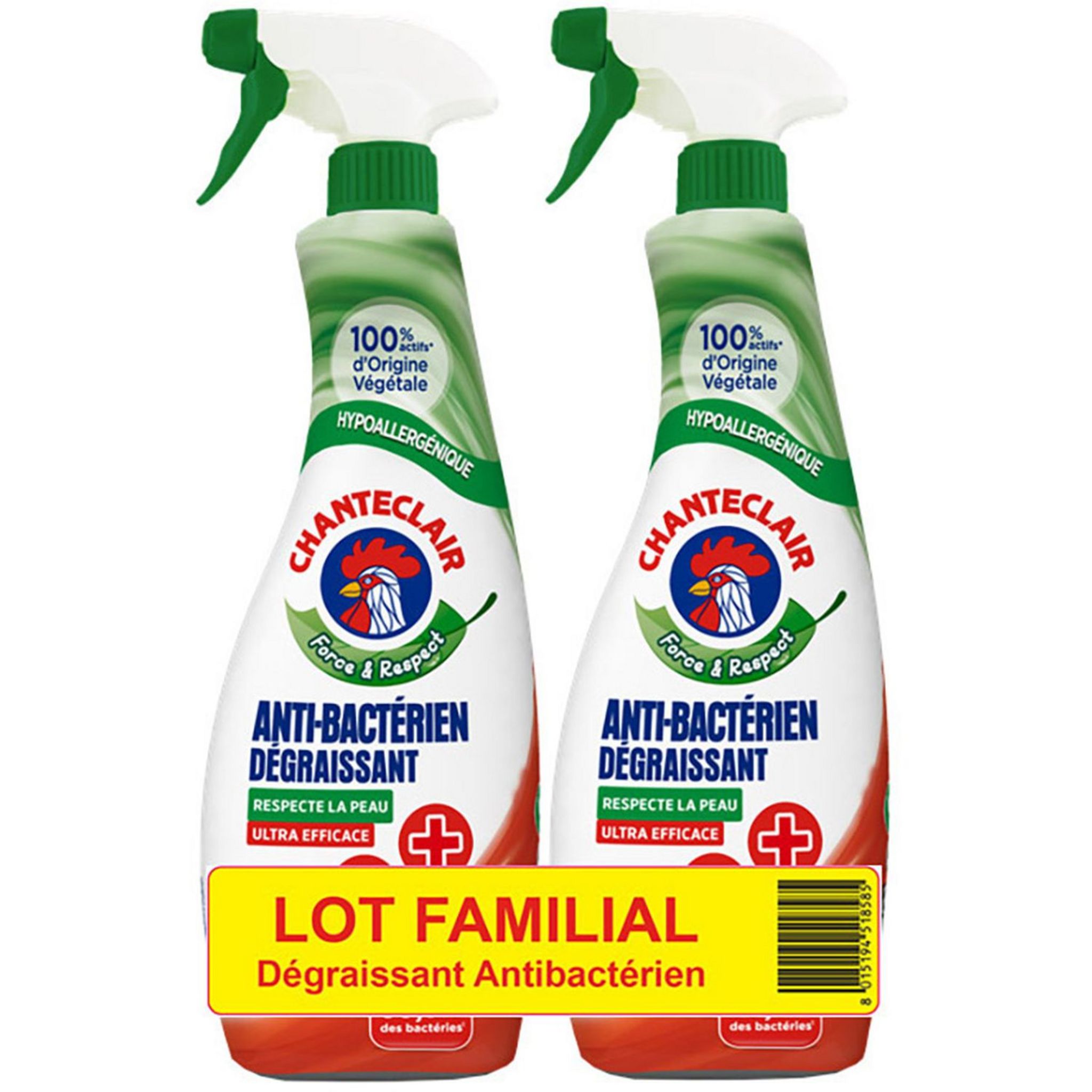 CHANTECLAIR Chanteclair dégraissant anti-bactérien spray 2x625ml pas ...