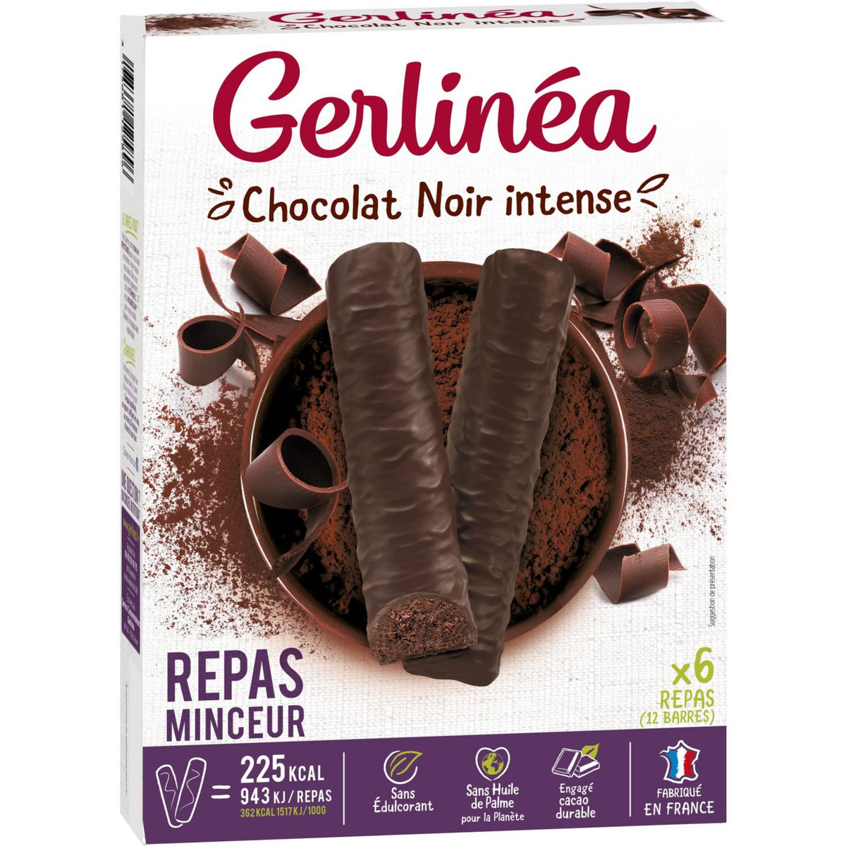 GERLINEA Repas minceur chocolat noir intense 12x31g 372g pas cher ...