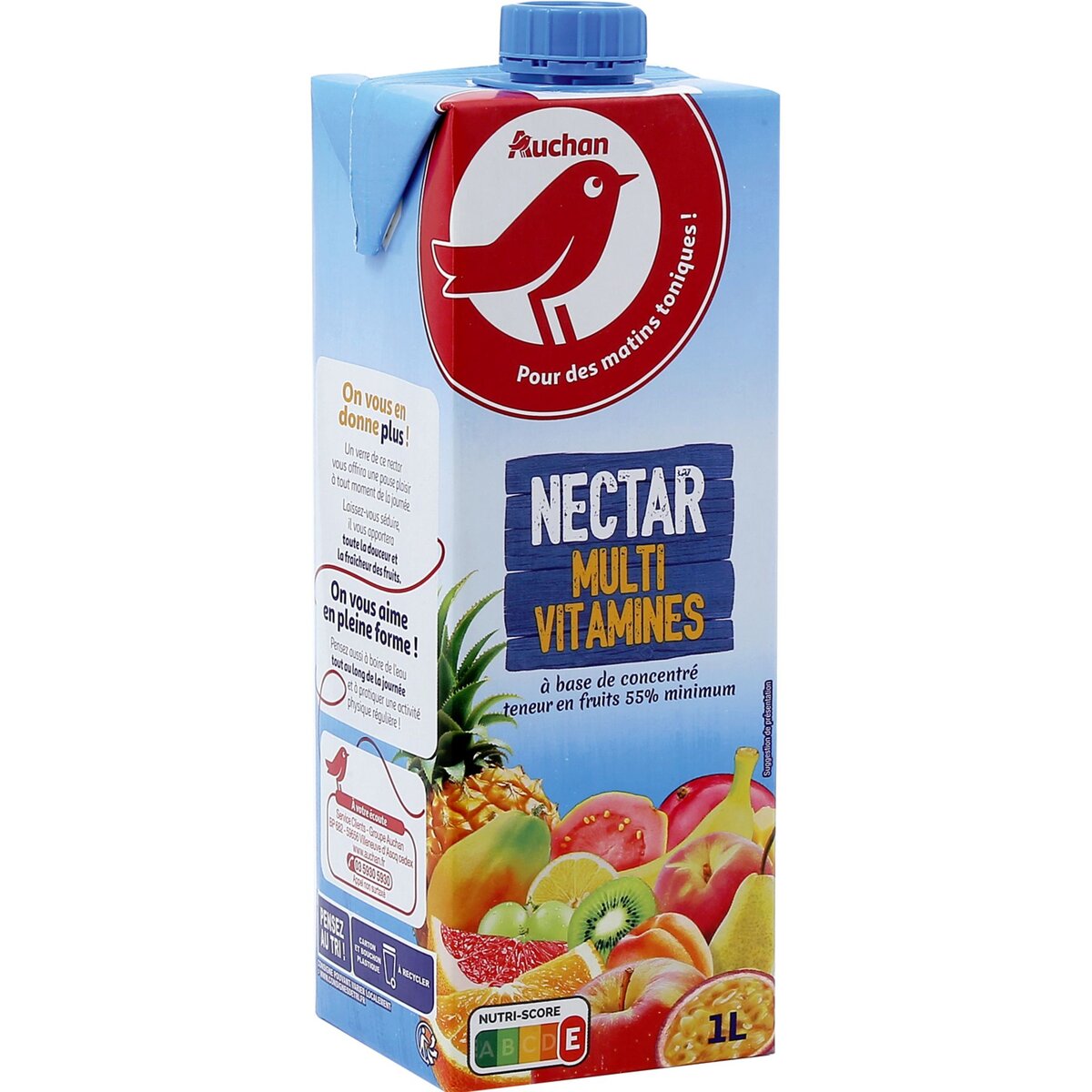 AUCHAN Nectar multifruits à base de concentré brique 1l pas cher ...