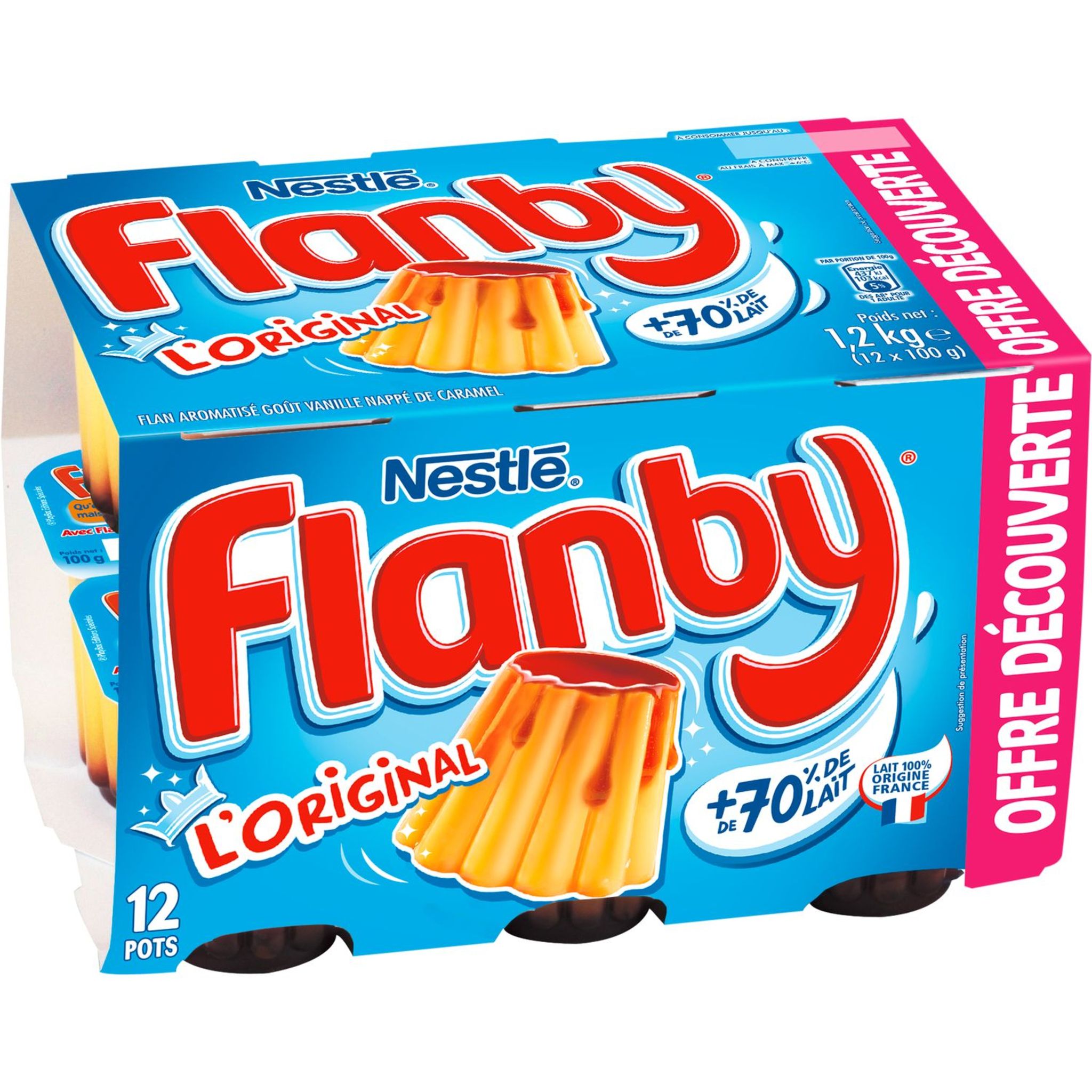 FLANBY Flan aromatisé à la vanille nappage caramel 12x100g pas cher ...