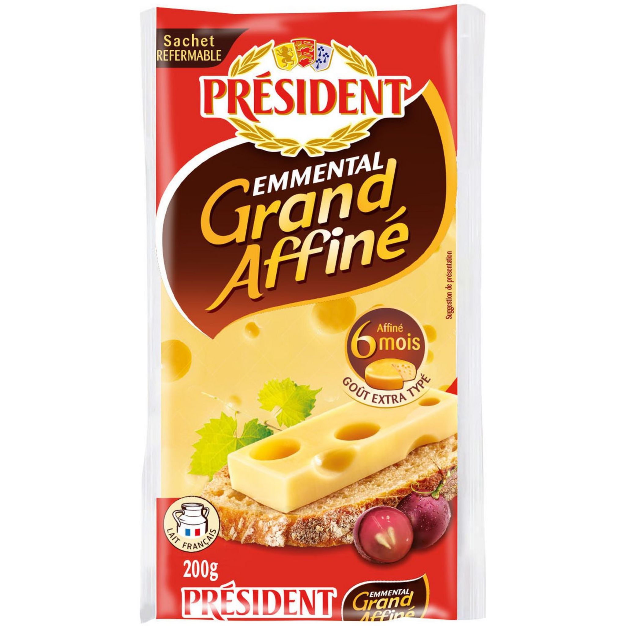 PRESIDENT Emmental grand affiné 6 mois 200g pas cher - Auchan.fr