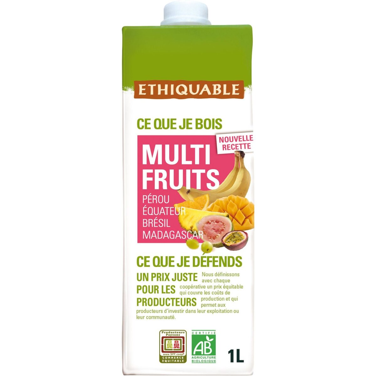 ETHIQUABLE Jus multifruits bio Pérou Equateur Brésil Madagascar brique ...