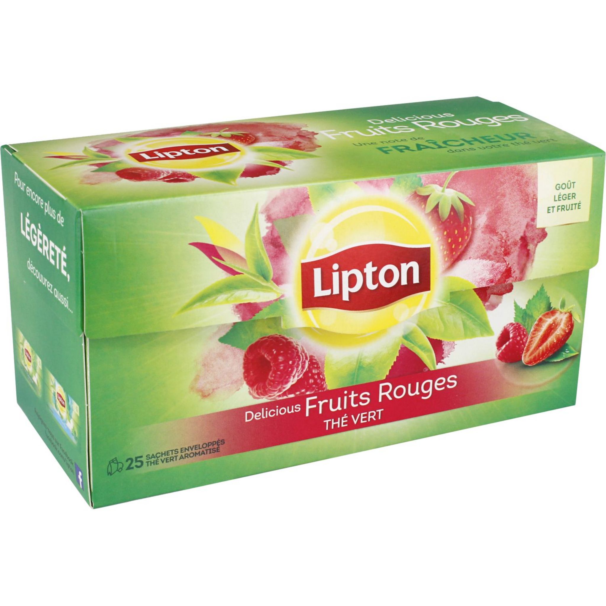 LIPTON Lipton thé vert fruits rouge sachet x25 -40g pas cher - Auchan.fr