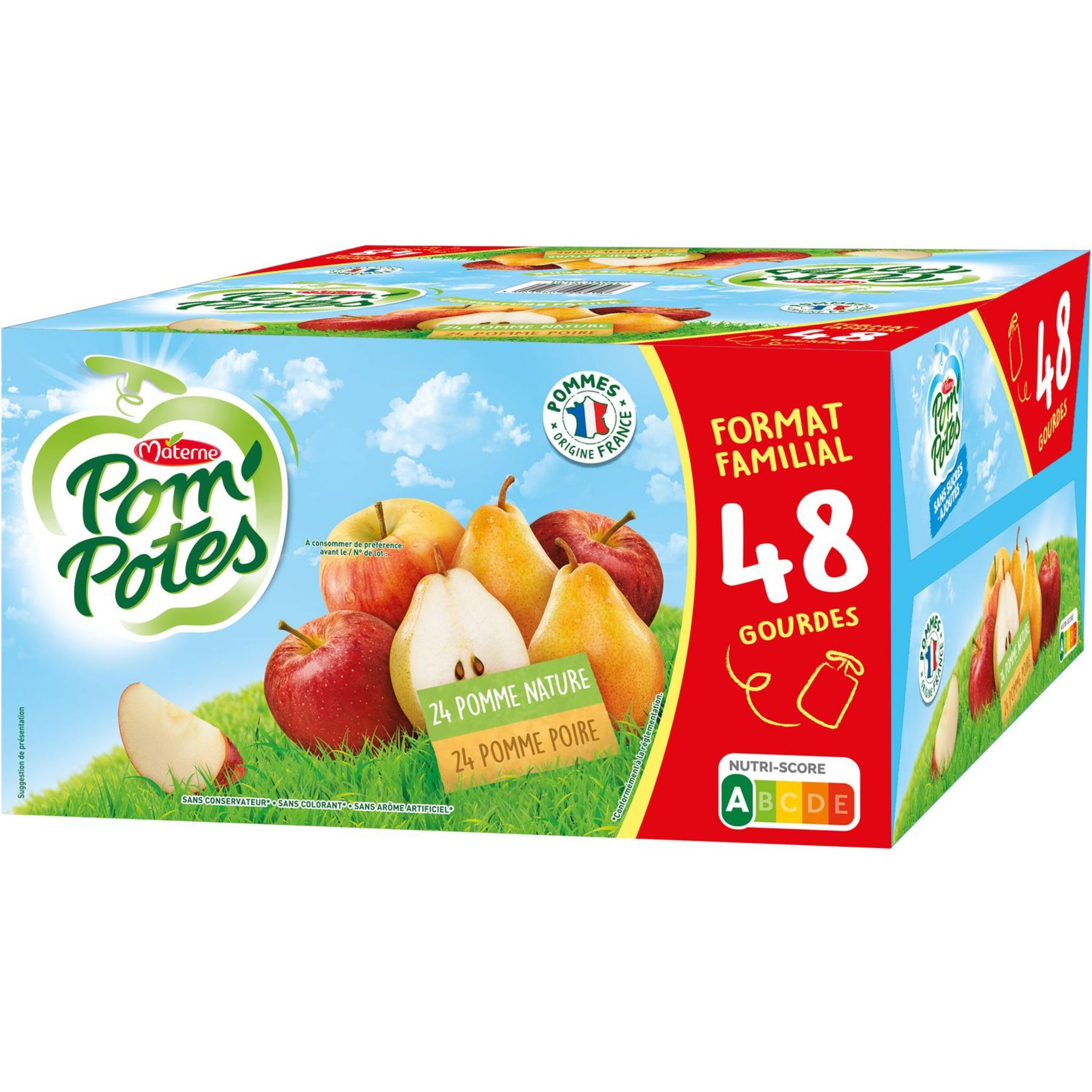 MATERNE Materne pom'potes compote pomme poire 48x90g pas cher - Auchan.fr