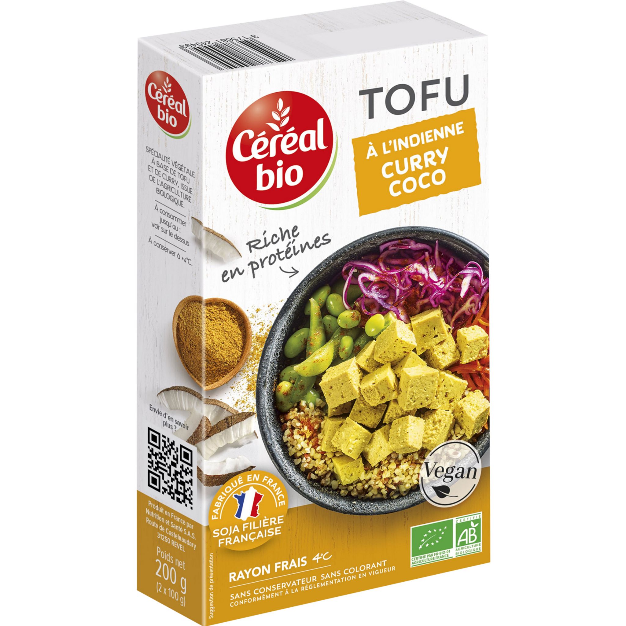 CEREAL BIO Céréal bio Tofu au à l'Indienne curry coco 200g 200g pas ...