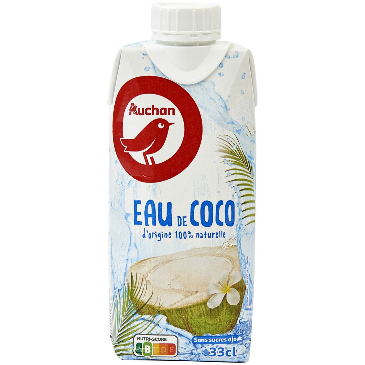 AUCHAN Eau de coco sans sucre ajouté briquette 33cl pas cher - Auchan.fr