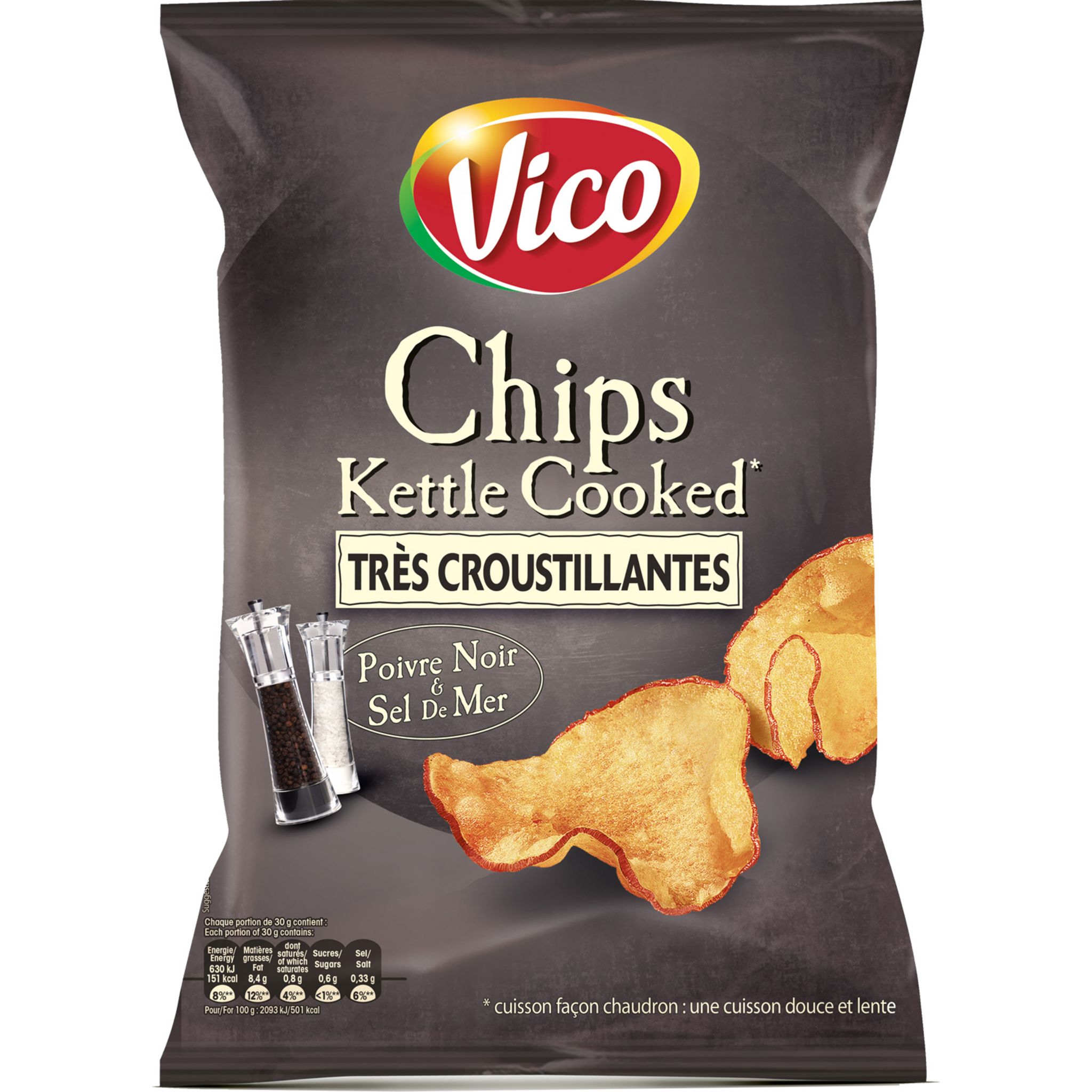 VICO Vico chips kettle cooked poivre et sel 120g pas cher - Auchan.fr