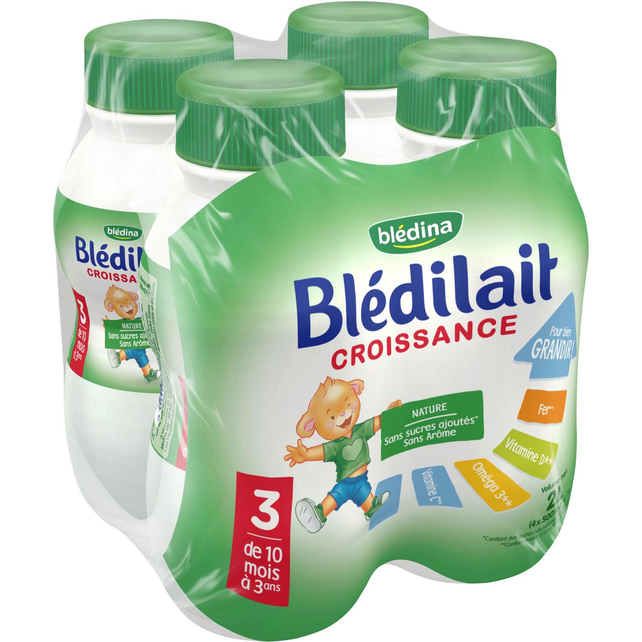 BLEDINA Blédilait lait de croissance liquide dès 10 mois 4x50cl pas ...