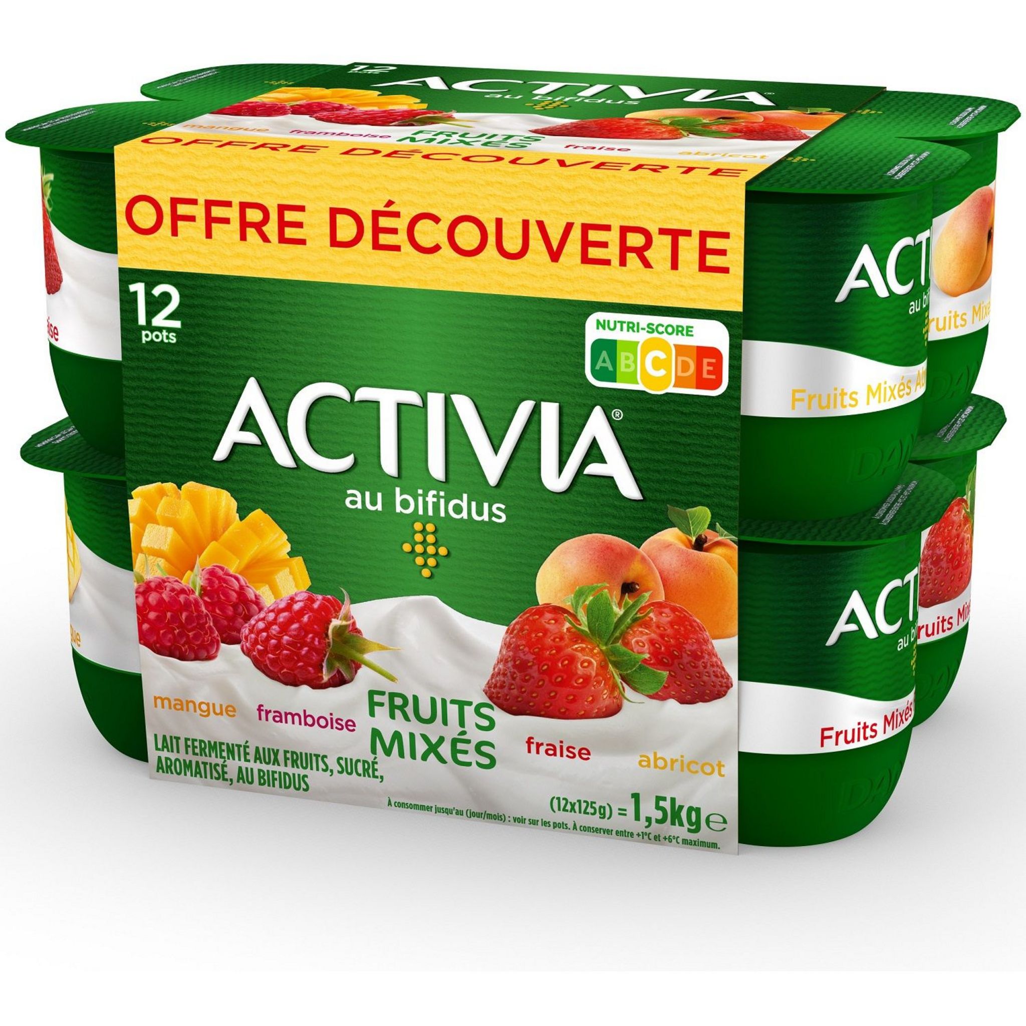 ACTIVILONG Activia fruits mix panachés 12x125g pas cher - Auchan.fr