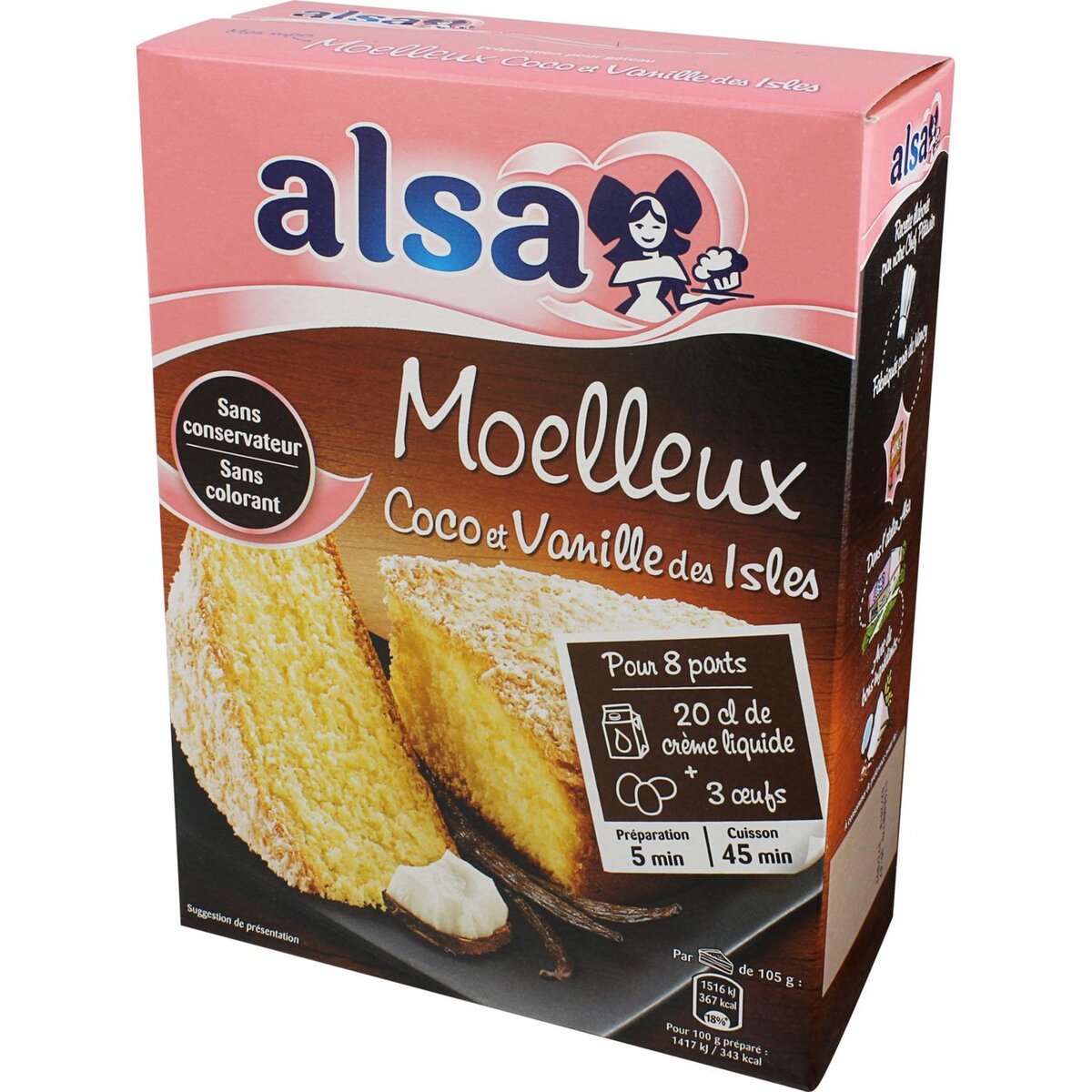 ALSA Alsa moëlleux coco et vanille des îles 490g pas cher - Auchan.fr