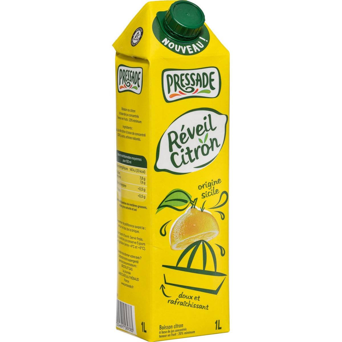PRESSADE Jus réveil au citron de Sicile brique 1l pas cher - Auchan.fr