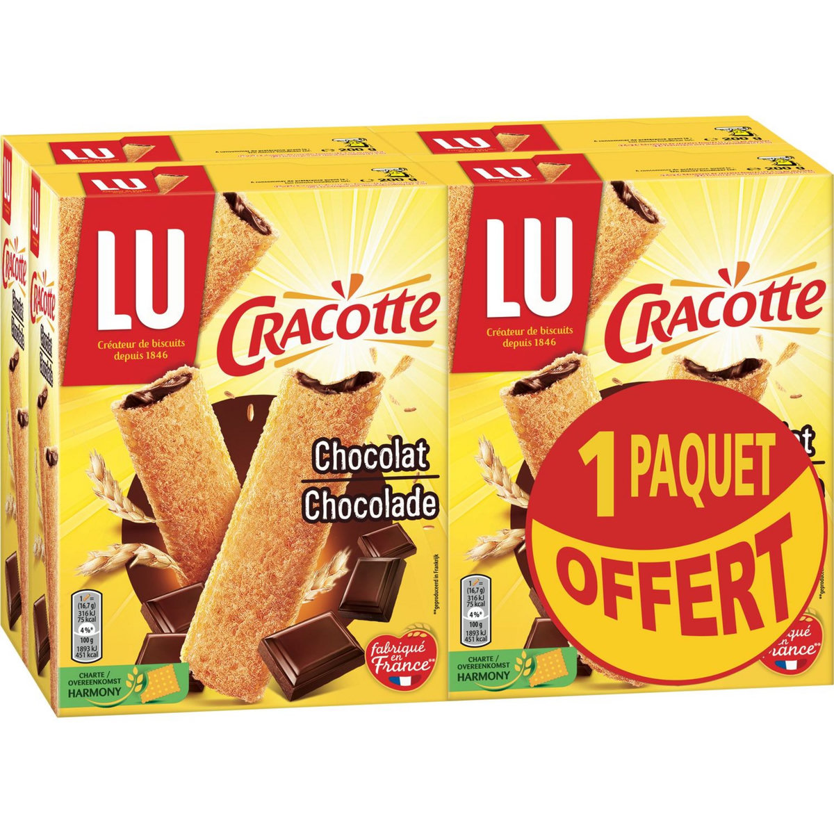 Craquinette chocolat 3x200g +1offert pas cher - Auchan.fr