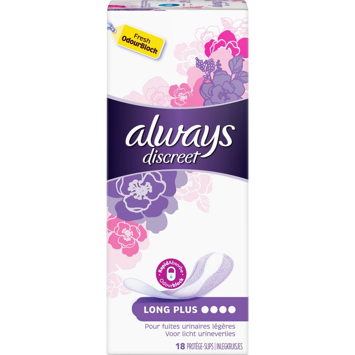 ALWAYS Discreet protège-slips long plus 18 pièces pas cher - Auchan.fr