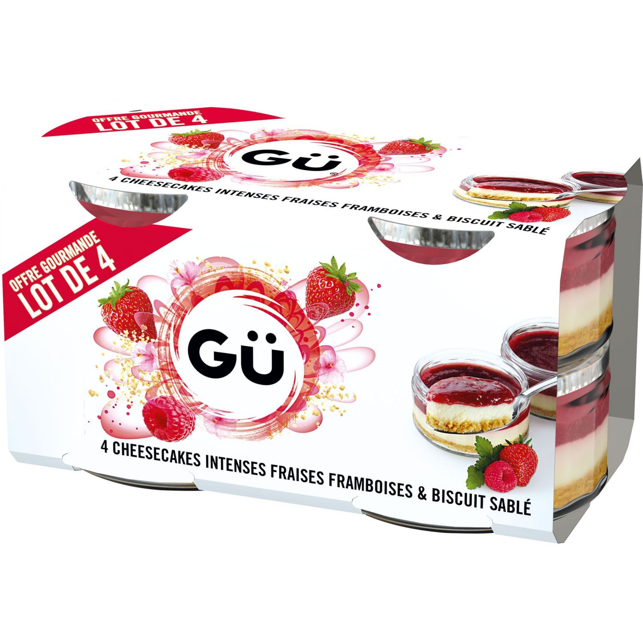 GU Cheesecake fraise framboise 4x92g pas cher - Auchan.fr