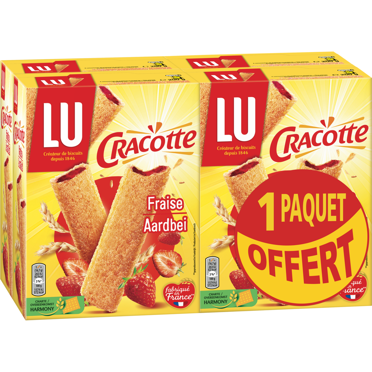CRAQUINETTE Craquinette fraise 3x200g +1offert pas cher - Auchan.fr
