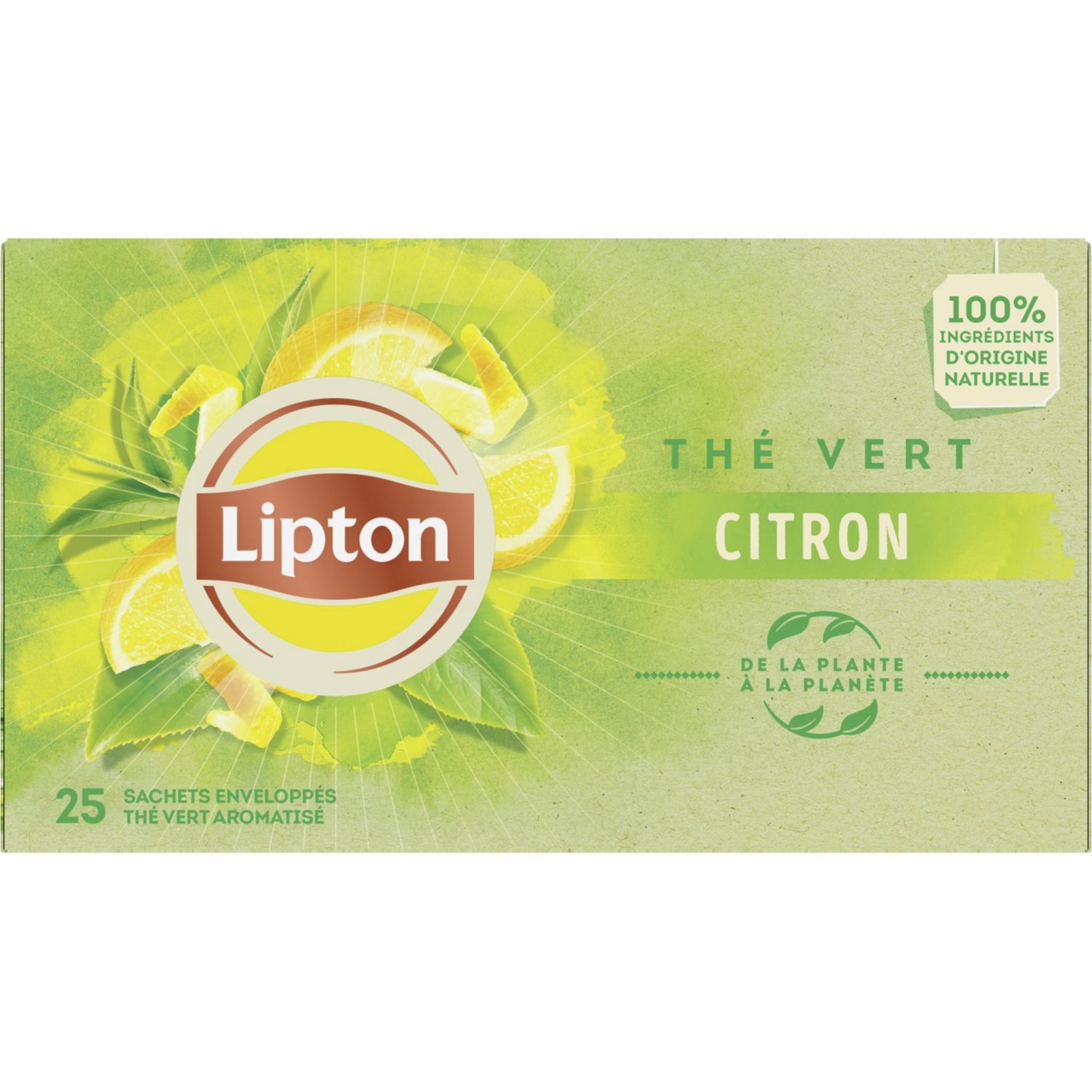LIPTON Thé vert citron 25 sachets 33g pas cher - Auchan.fr