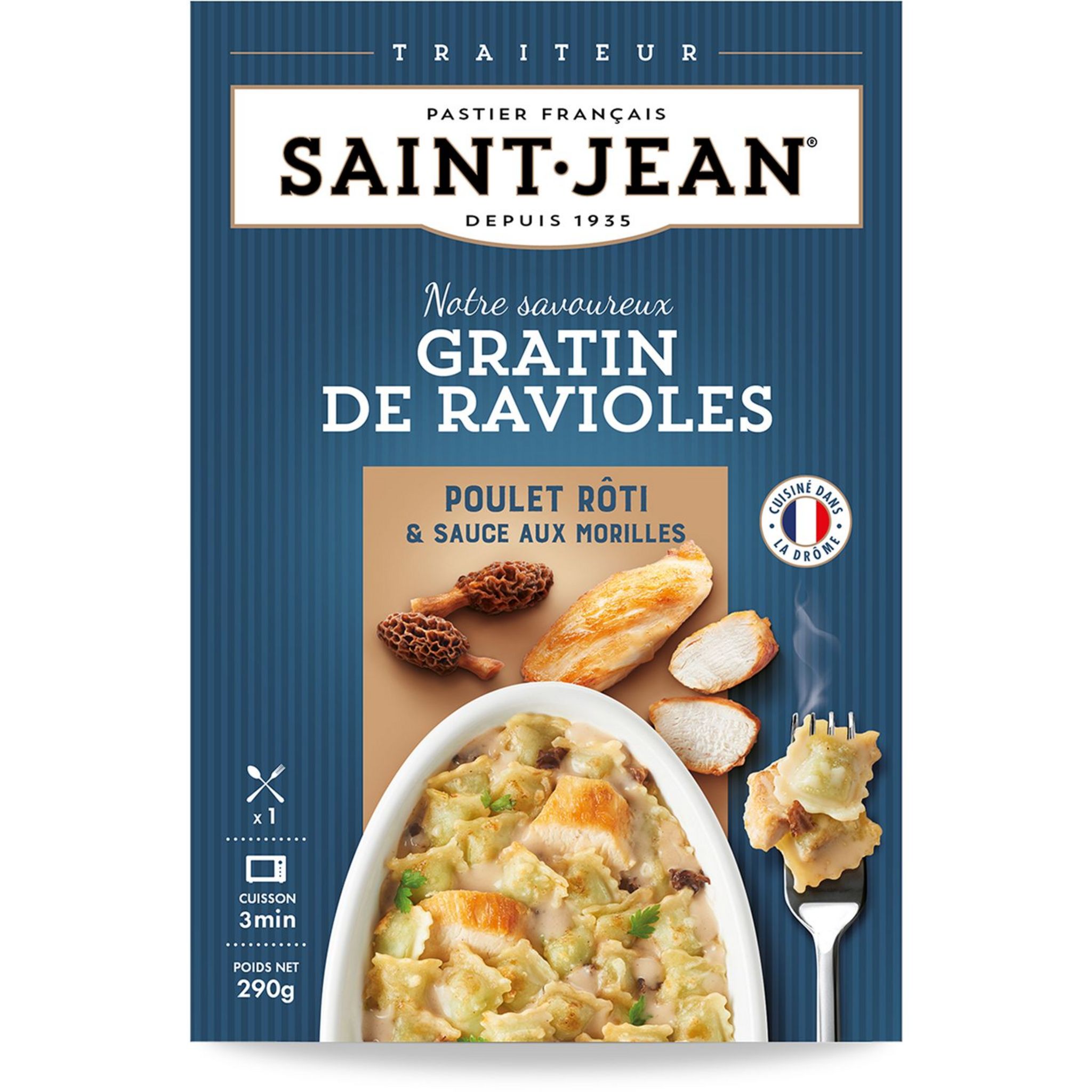 SAINT JEAN Gratin de ravioles au poulet rôti sauce morilles 290g pas ...