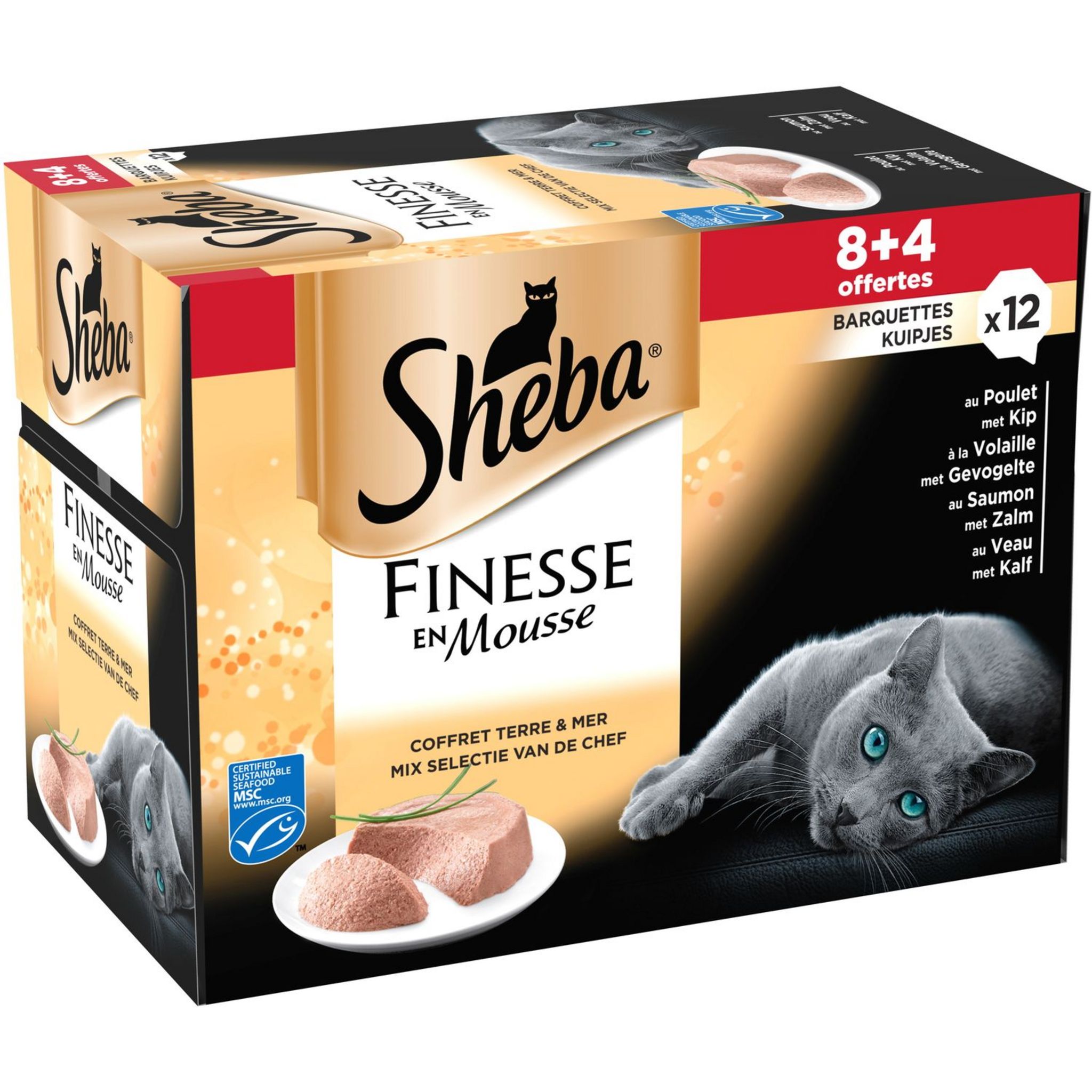 SHEBA Sheba mousse finesse barquettes 8x85g +4gtes pas cher - Auchan.fr