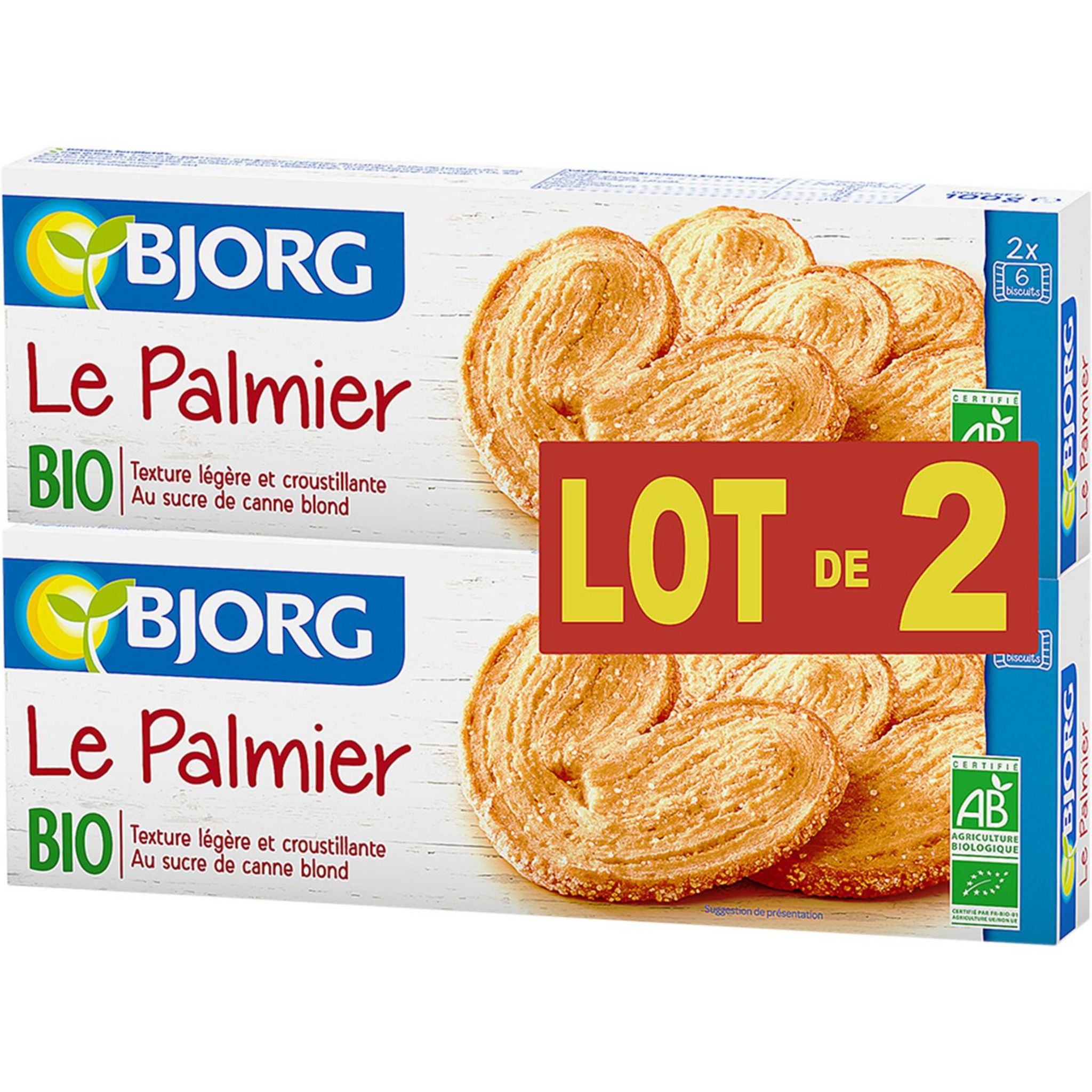BJORG Bjorg biscuit palmier bio 2x100g pas cher - Auchan.fr