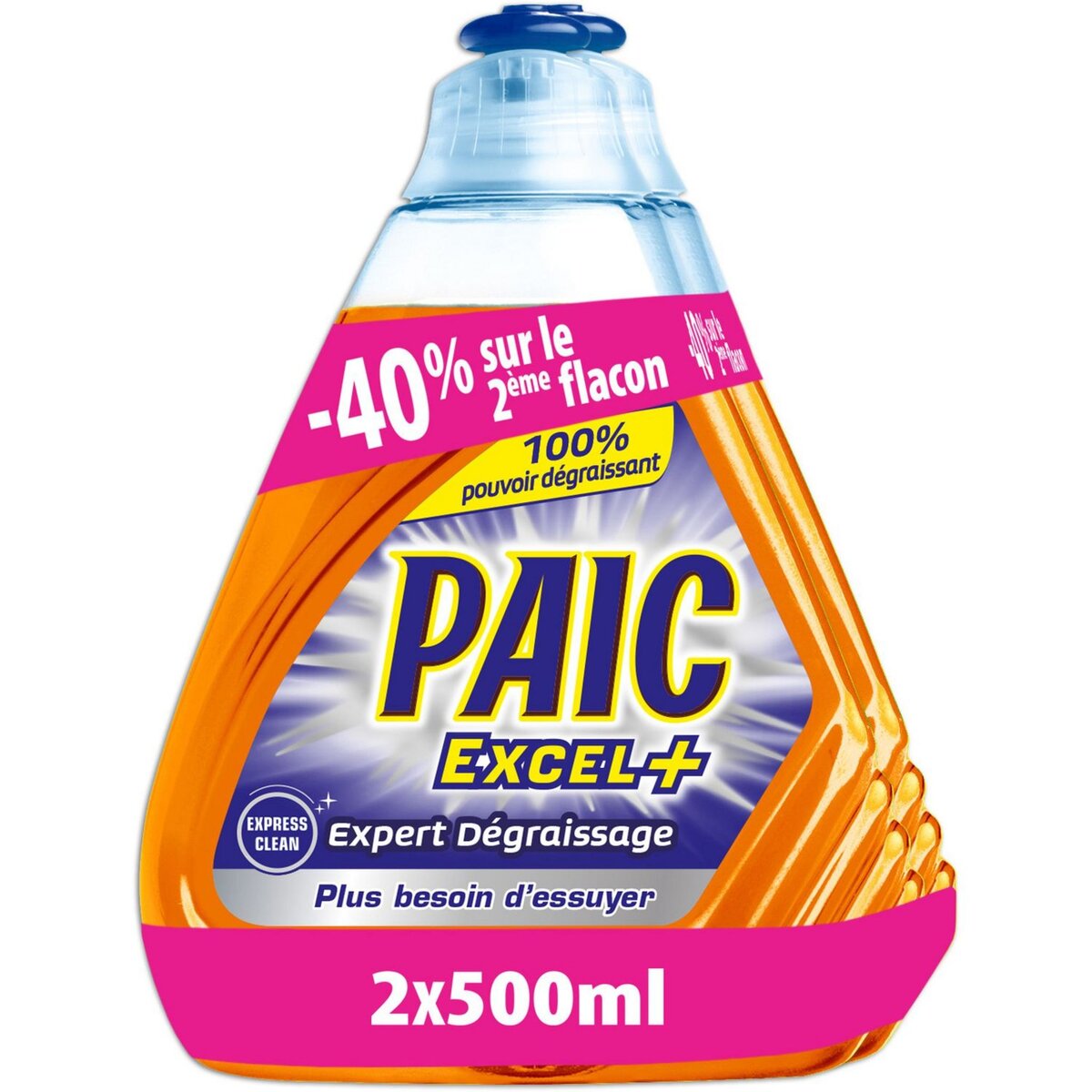 PAIC Paic excel plus liquide vaisselle ultra dégraissant 2x500ml pas ...