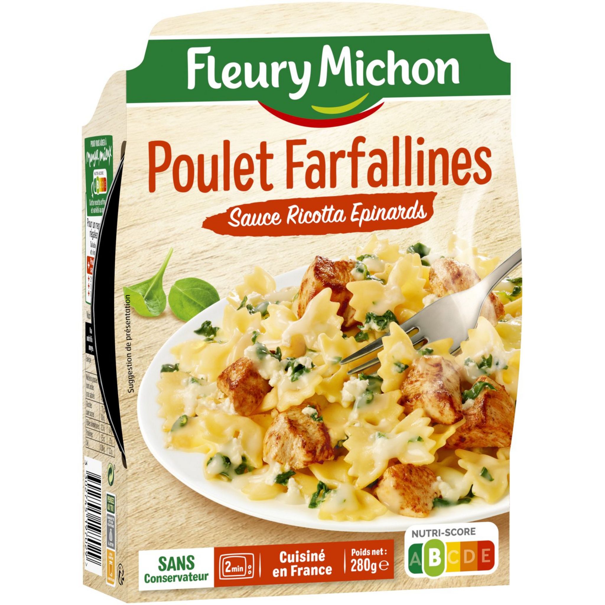 FLEURY MICHON Fleury Michon farfallines au poulet ricotta épinard 280g ...