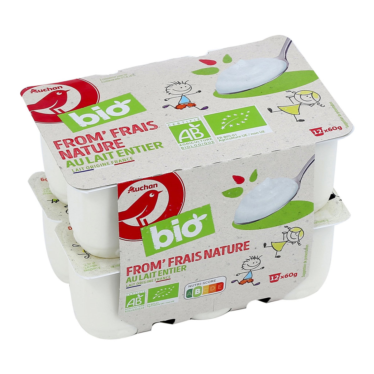 AUCHAN BIO Auchan bio fromage frais nature 12x60g 720g pas cher - Auchan.fr