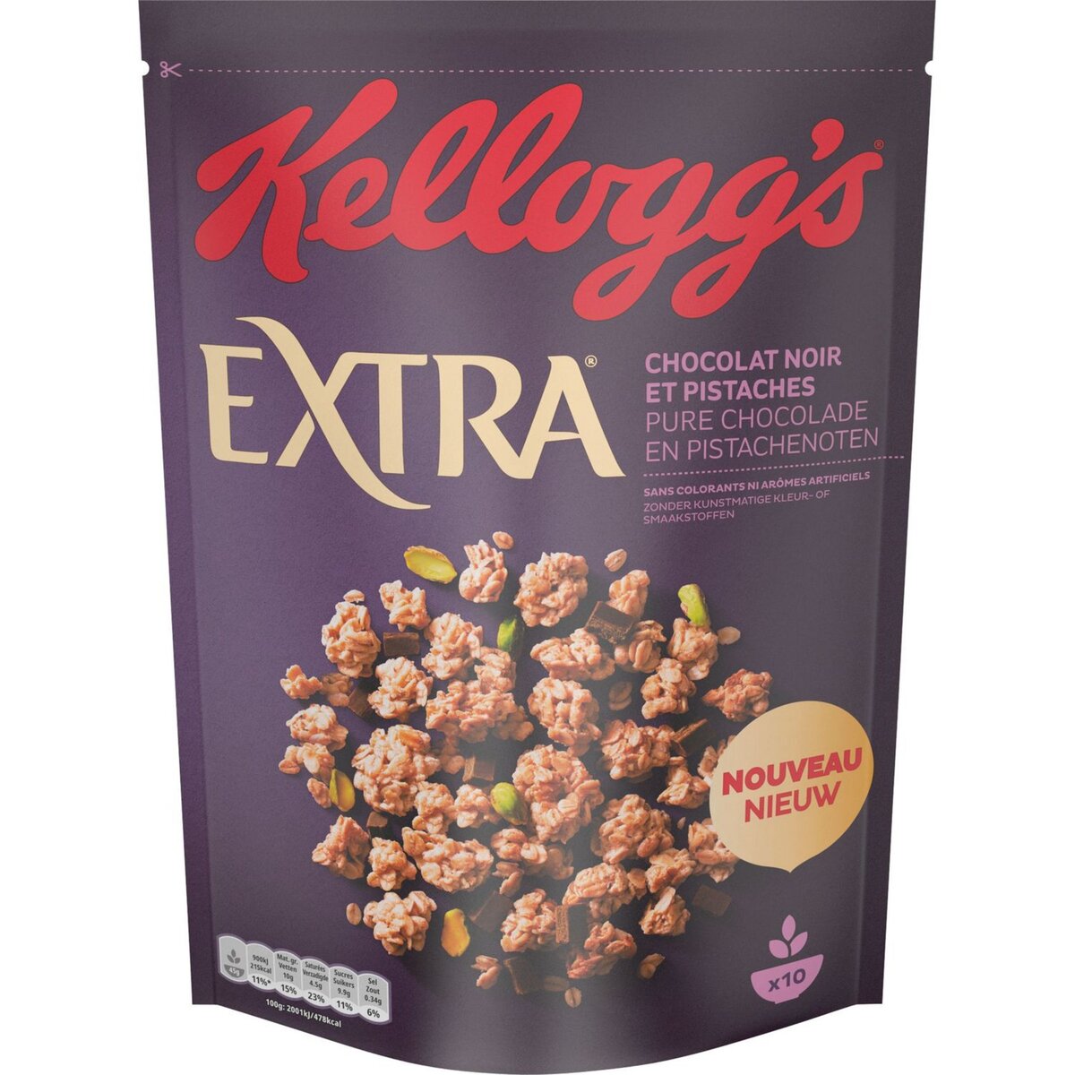 EXTRA Extra Céréales chocolat noir et pistache 450g 450g pas cher ...