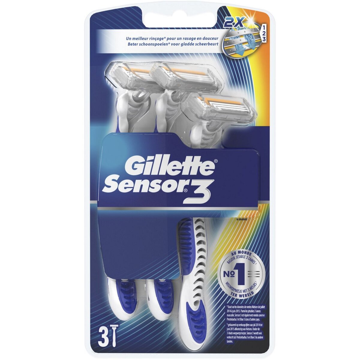 GILLETTE Sensor 3 rasoirs jetables 3 lames 3 rasoirs pas cher - Auchan.fr