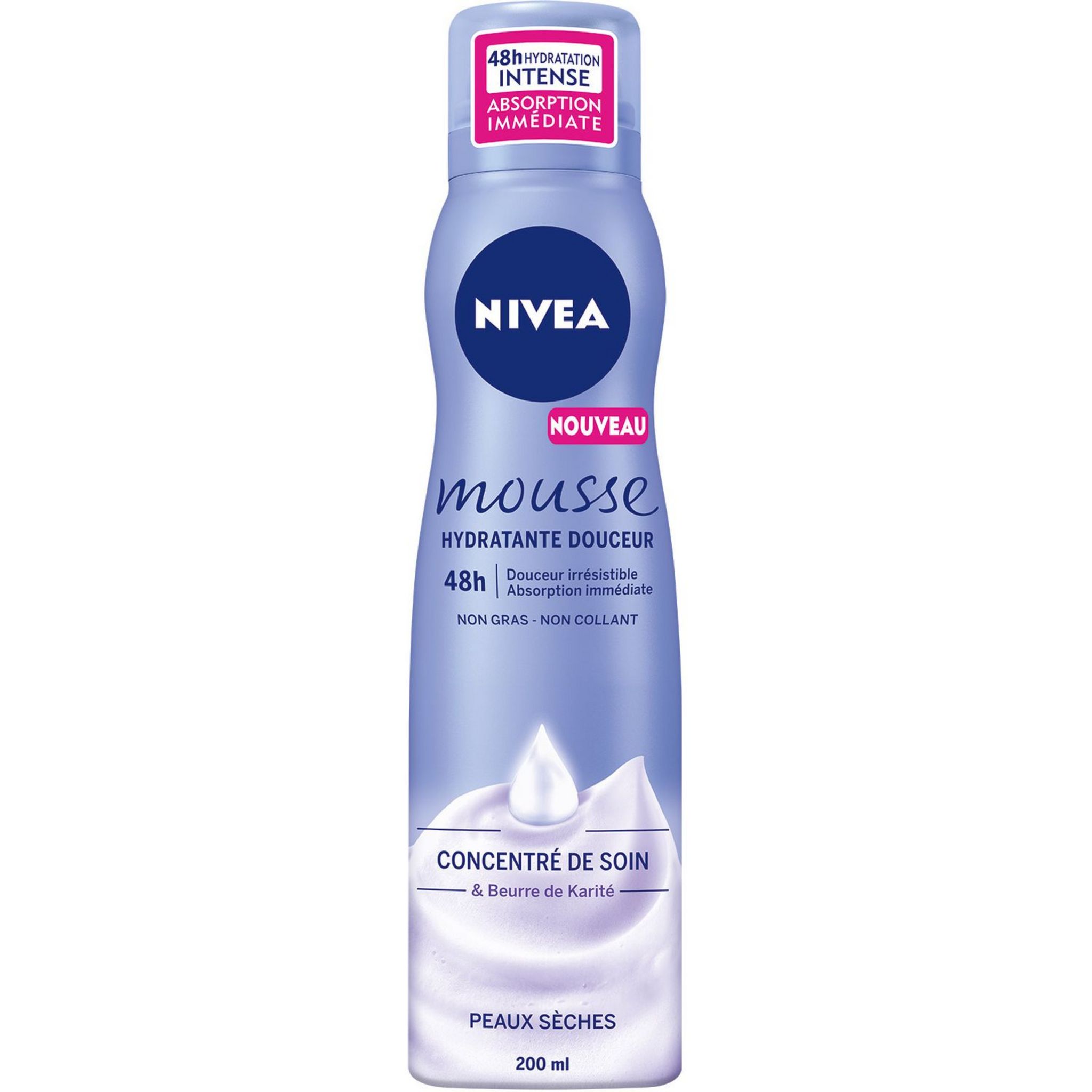 NIVEA Mousse hydratante beurre de karité peaux sèches 200ml pas cher ...