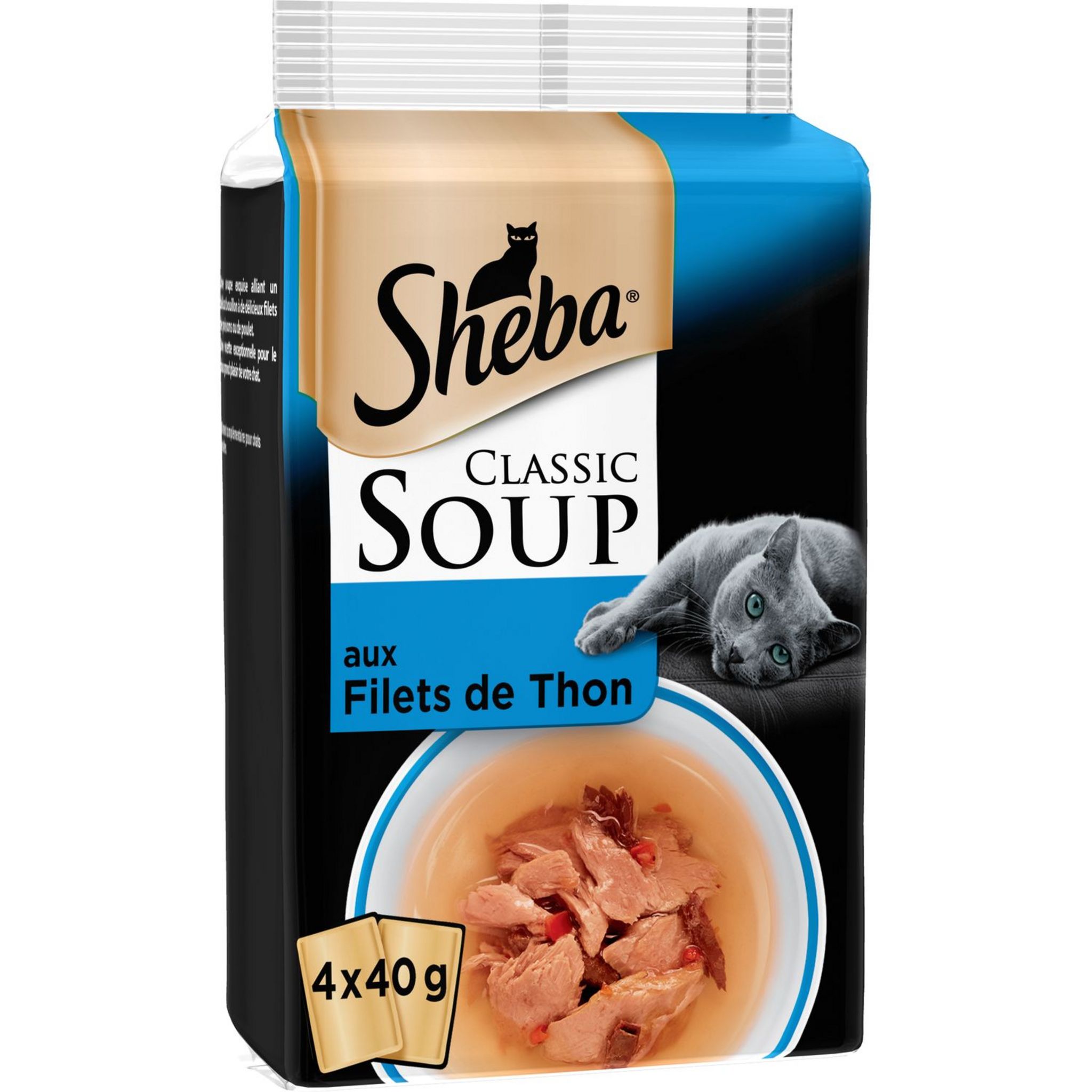 SHEBA Sachets repas classic soup aux filets de thon pour chat 4x40g pas ...