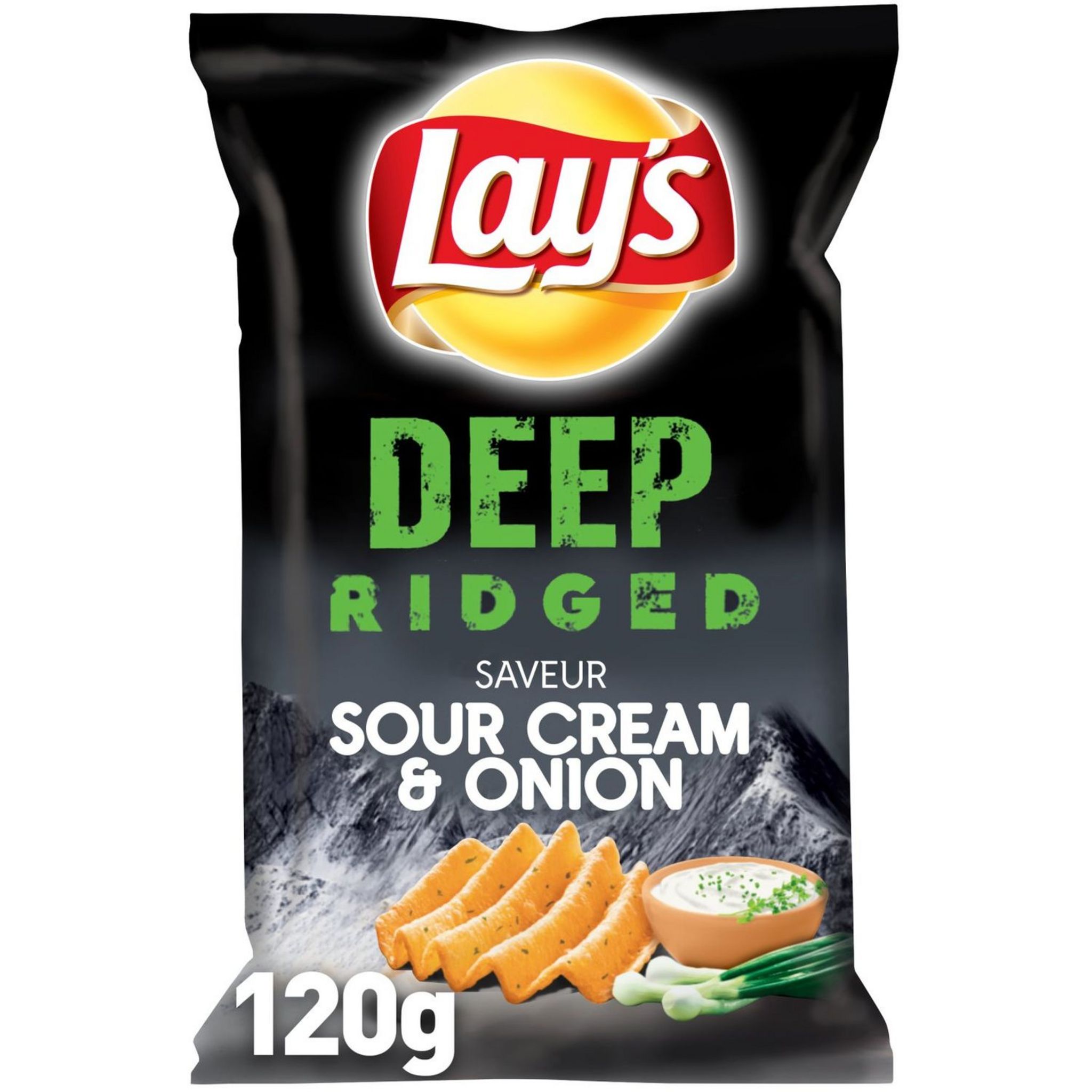 LAYS Lay's chips deep ridged sour cream & onion 120g pas cher - Auchan.fr