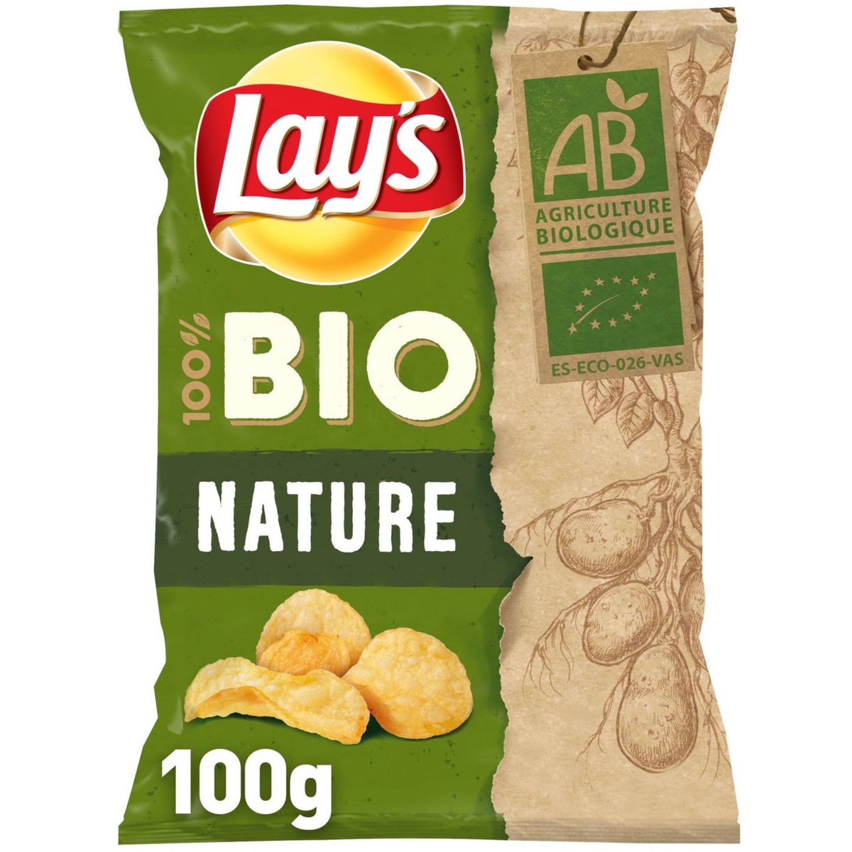 LAY'S Chips bio nature pointe de sel 100g pas cher - Auchan.fr