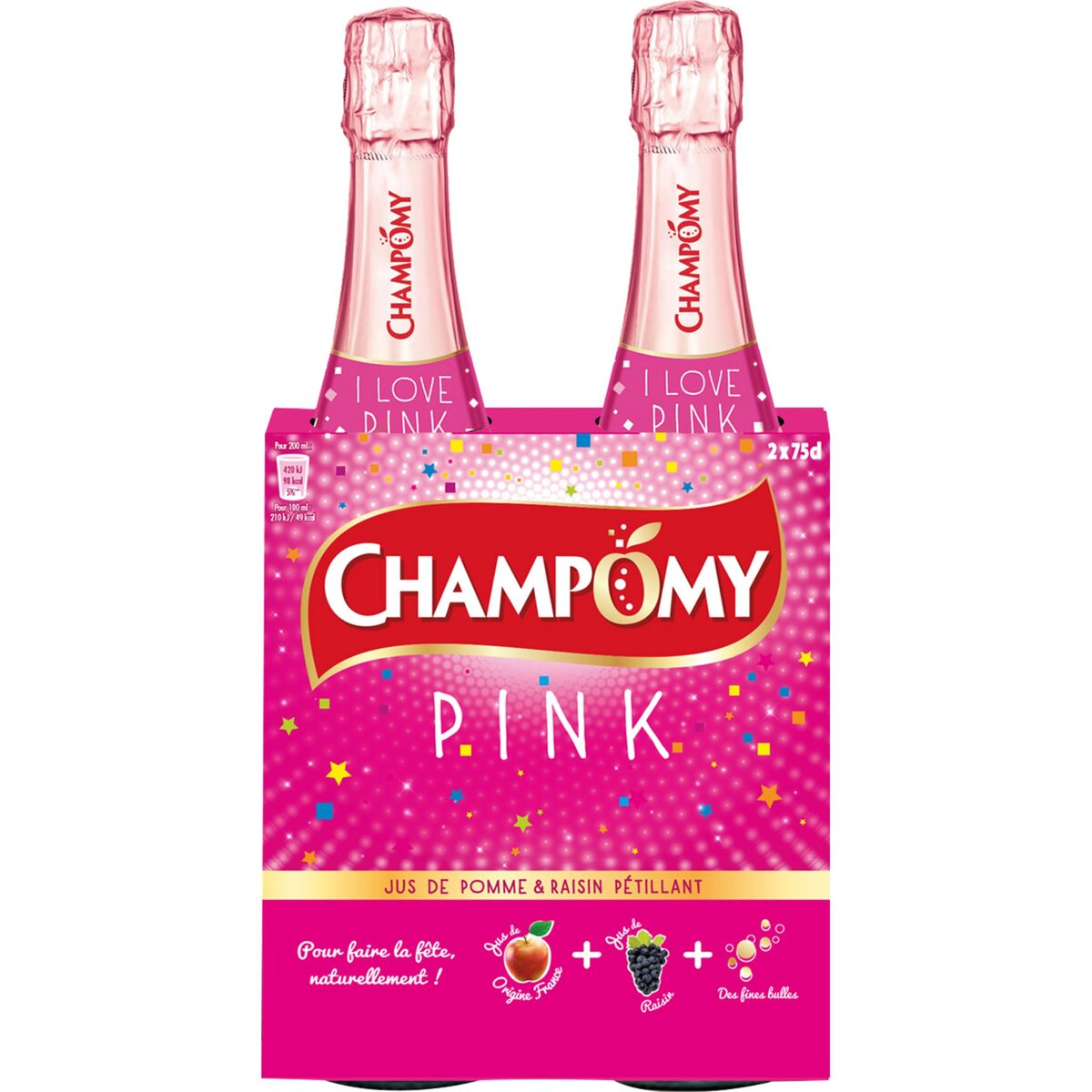 CHAMPOMY Jus de pomme et raisin pétillant pink 2x75cl pas cher - Auchan.fr