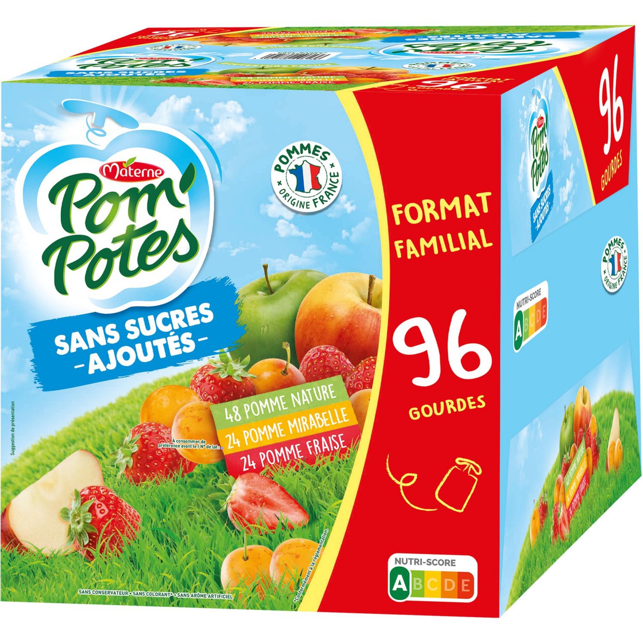 POM'POTES Pom'Potes Gourdes pomme nature pomme-mirabelle, pomme-fraise ...
