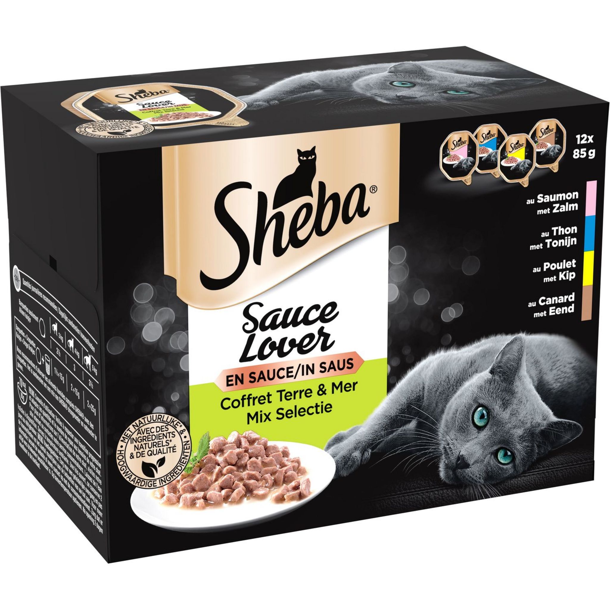 SHEBA Barquettes pâtée en sauce volaille poisson pour chat 12x85g pas ...