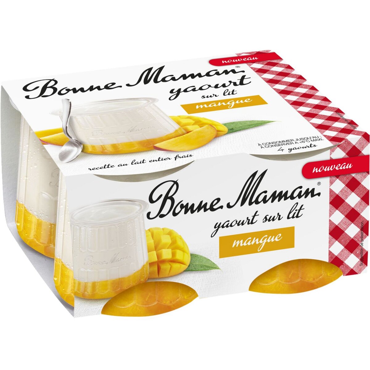 BONNE MAMAN Yaourt au lait entier sur lit de mangue 4x125g pas cher ...