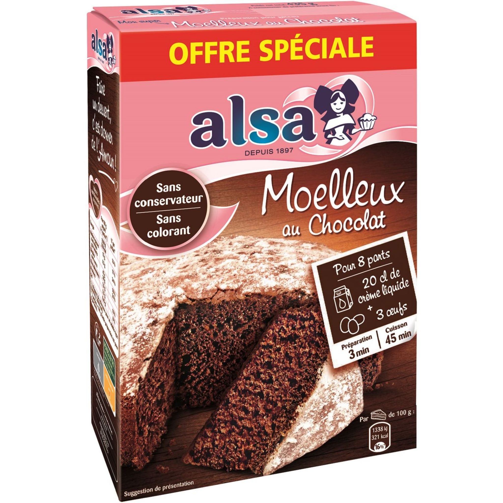 ALSA Alsa moelleux au chocolat 435g offre économique pas cher - Auchan.fr