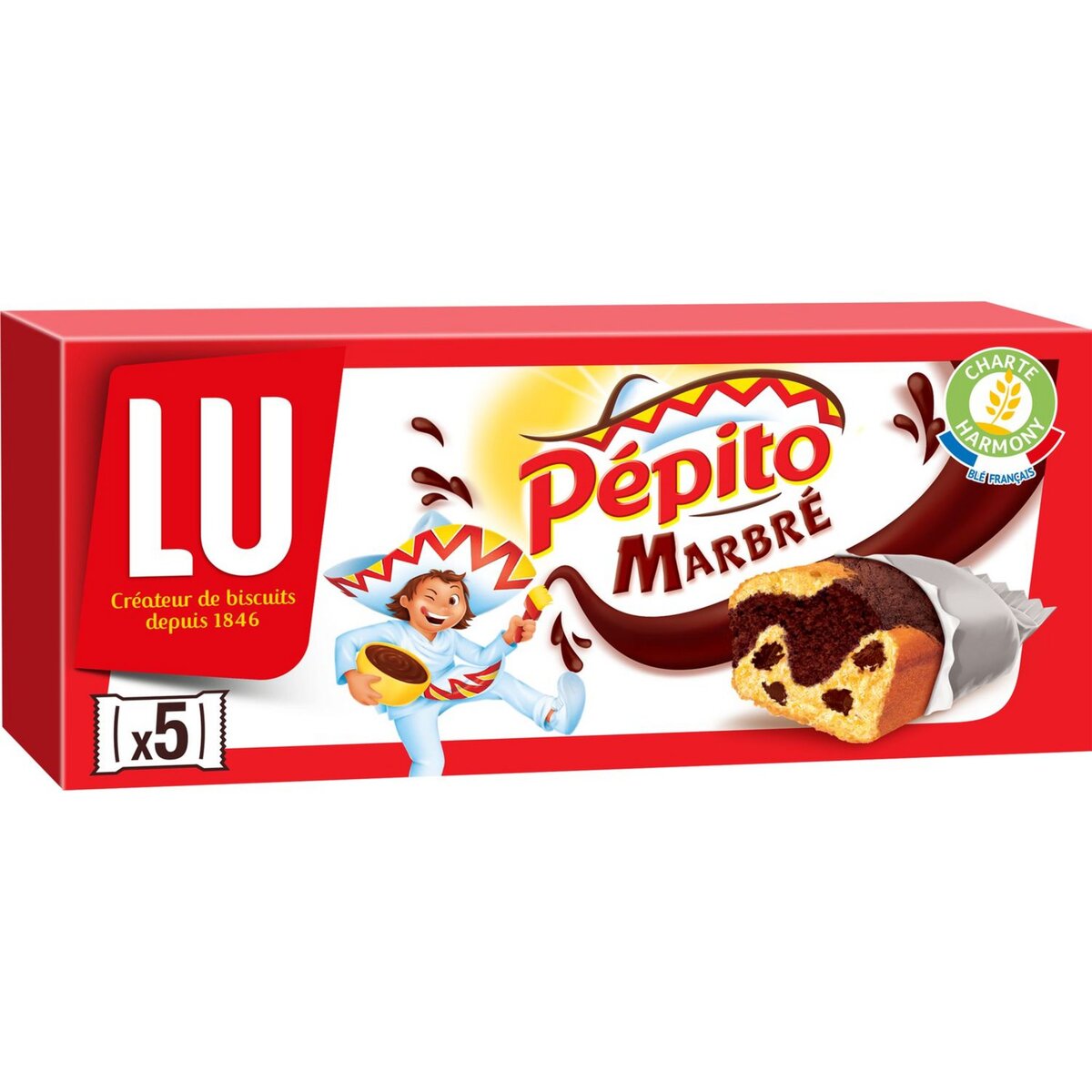 PEPITO Lu Pépito marbré aux pépites de chocolat x5 -135g pas cher ...