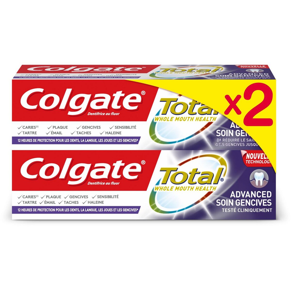COLGATE Total Advanced dentifrice soin gencives 2x75ml pas cher - Auchan.fr COLGATE Total Advanced dentifrice soin gencives 2x75ml pas cher - Auchan.fr