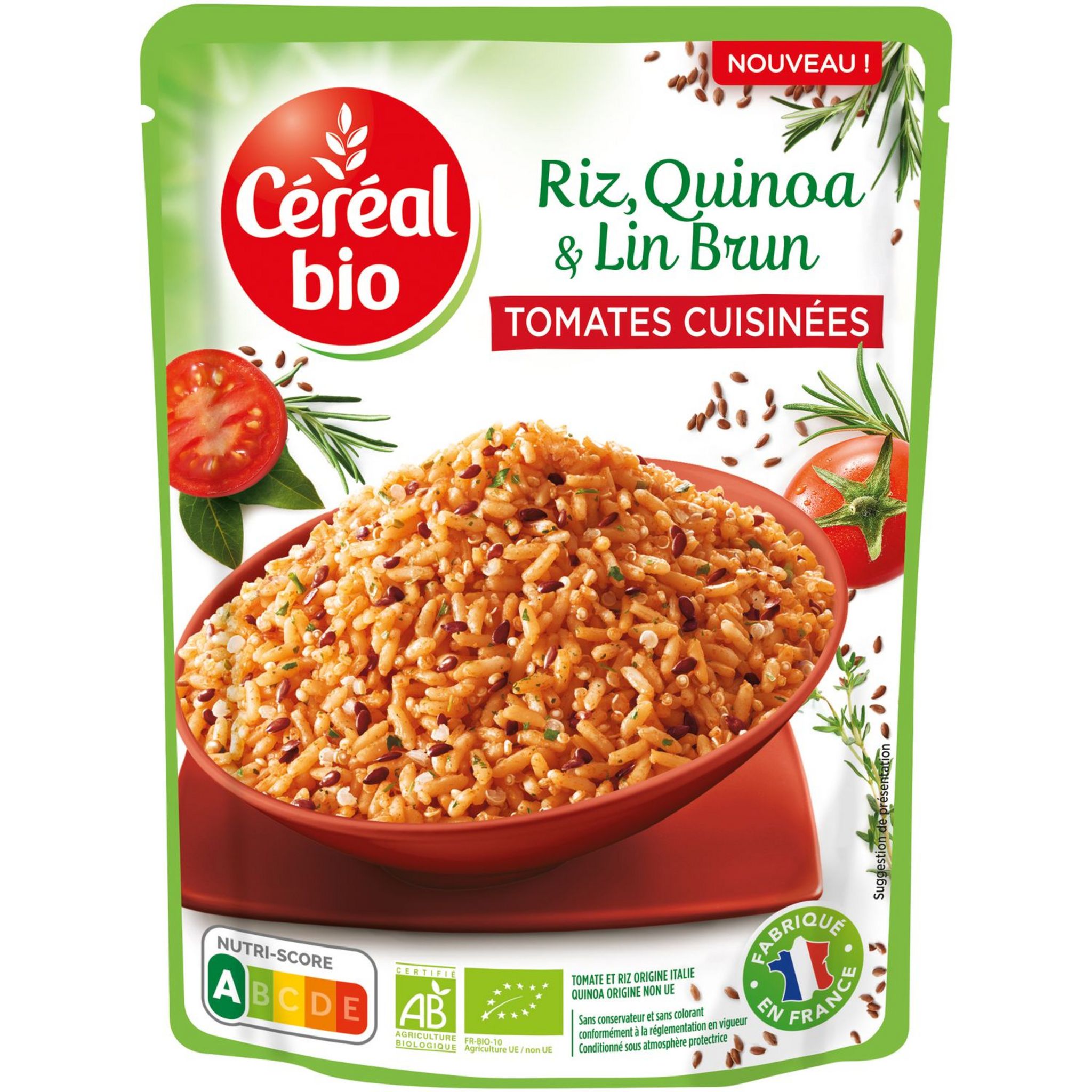 CÉRÉAL BIO Riz quinoa et lin brun aux tomates cuisinées bio 200g pas ...