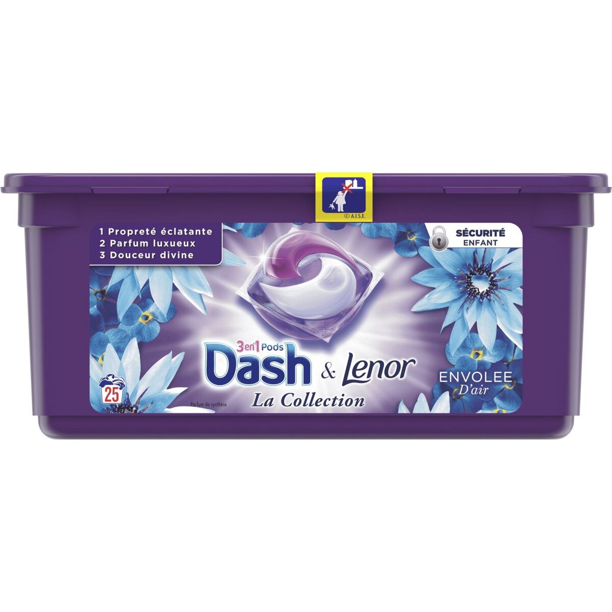 DASH Lessive capsules envolée d'air fraîcheur Lenor 25 lavages 25 ...