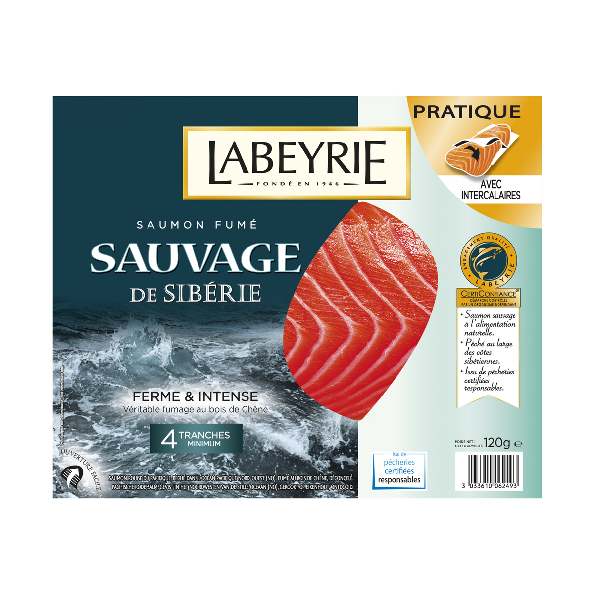 LABEYRIE LABEYRIE Saumon fumé sauvage de Sibérie x4 tranches 120g 4 ...