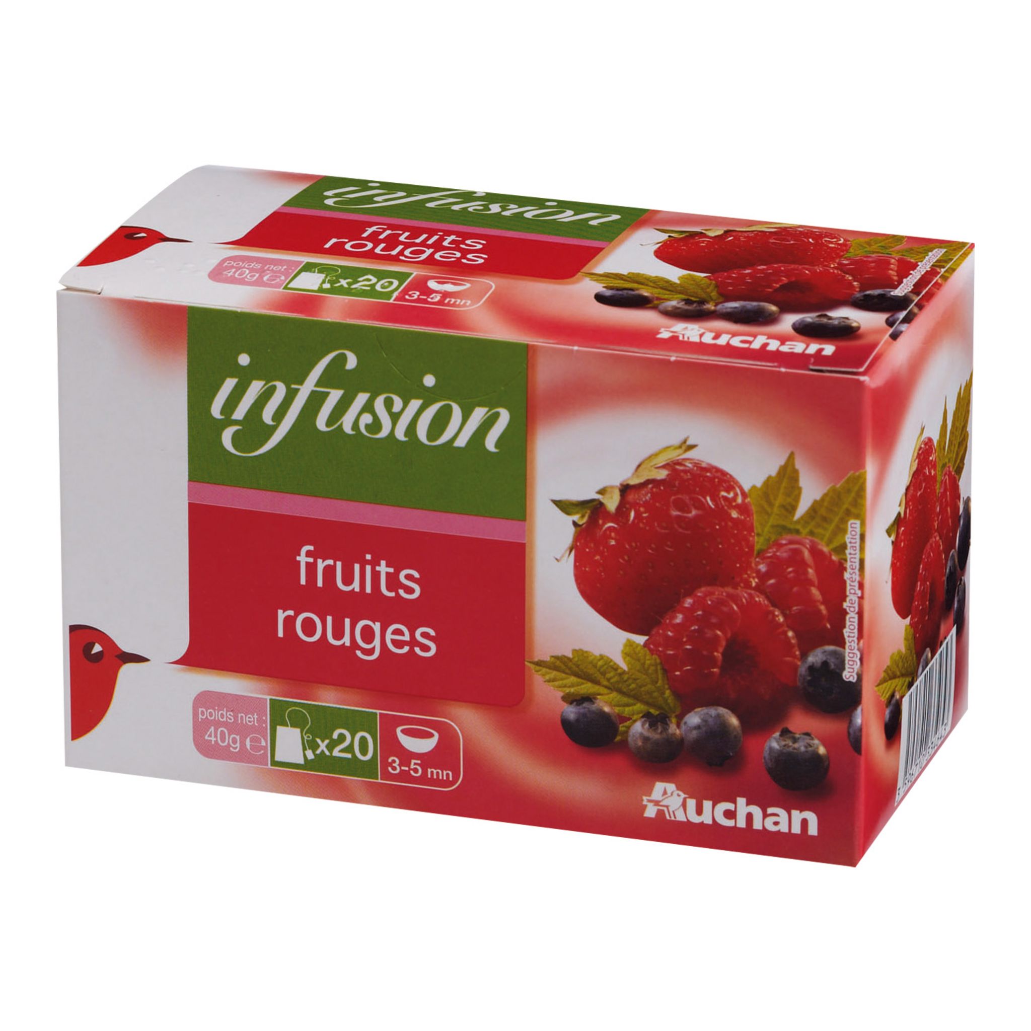 AUCHAN Auchan Infusion aux fruits rouges sachet x20 -40g 20 sachets 40g ...