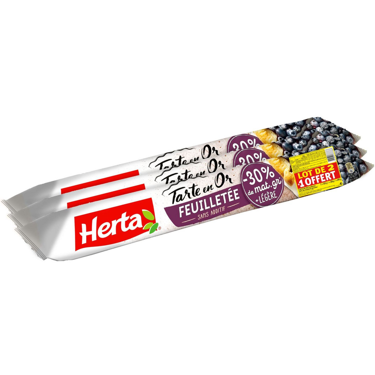 HERTA Tarte en or pâte feuilletée 2 + 1 offerte 690g pas cher - Auchan.fr