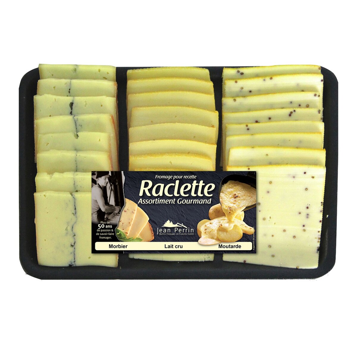 JEAN PERRIN Assortiment raclette au lait cru nature moutarde et morbier ...