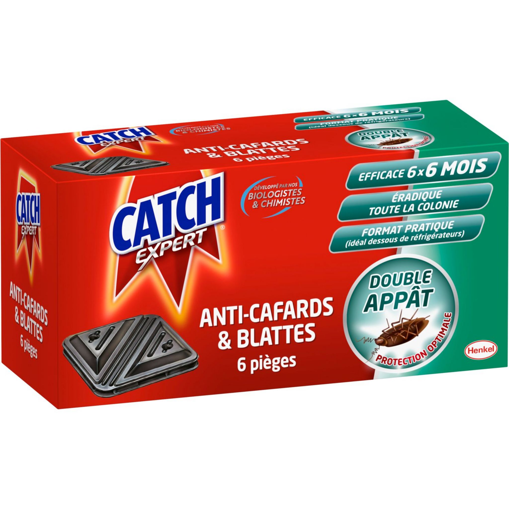 CATCH Pièges à double appât anti-cafards & blattes efficace 6x6 mois 6 ...