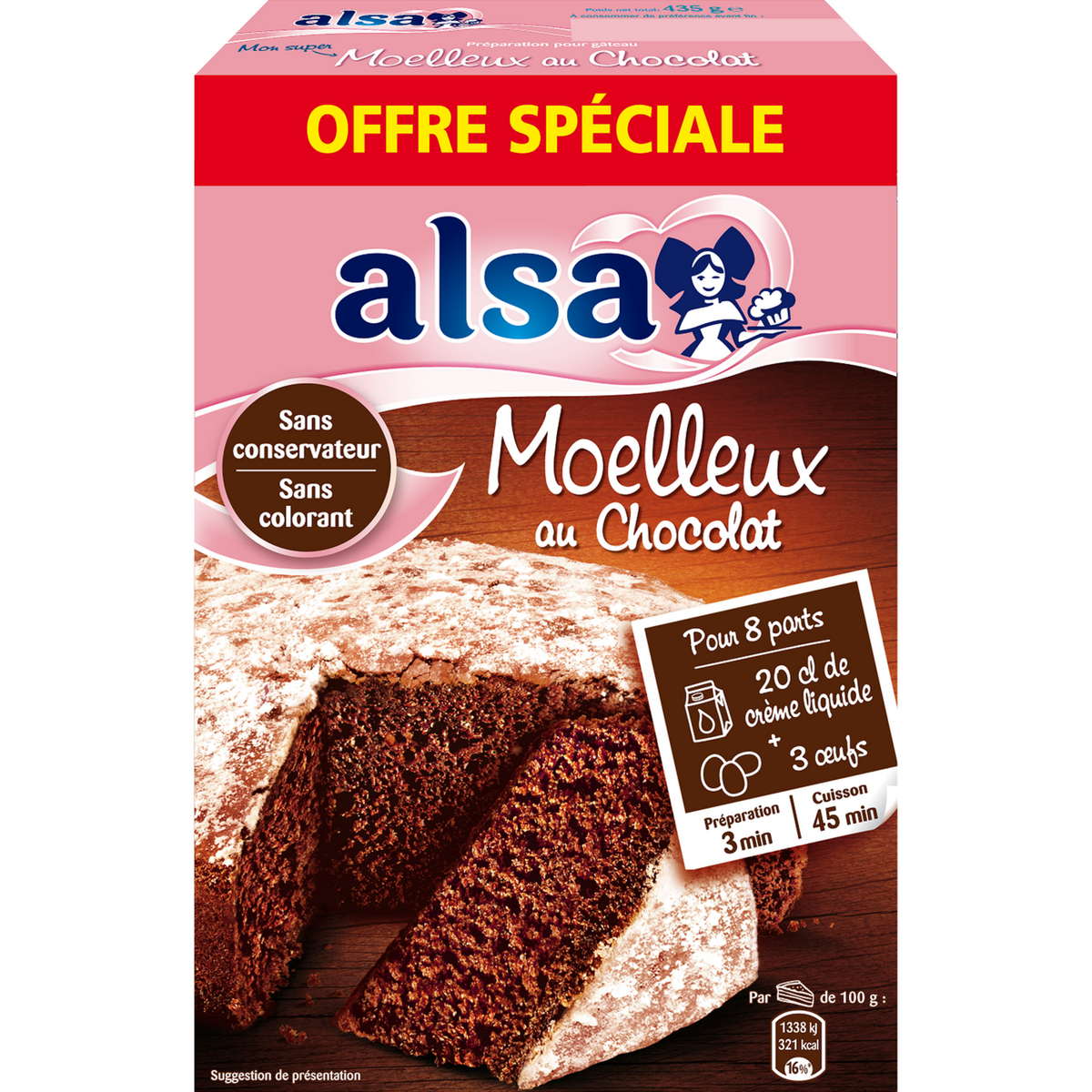 ALSA Préparation moelleux chocolat 435g pas cher - Auchan.fr